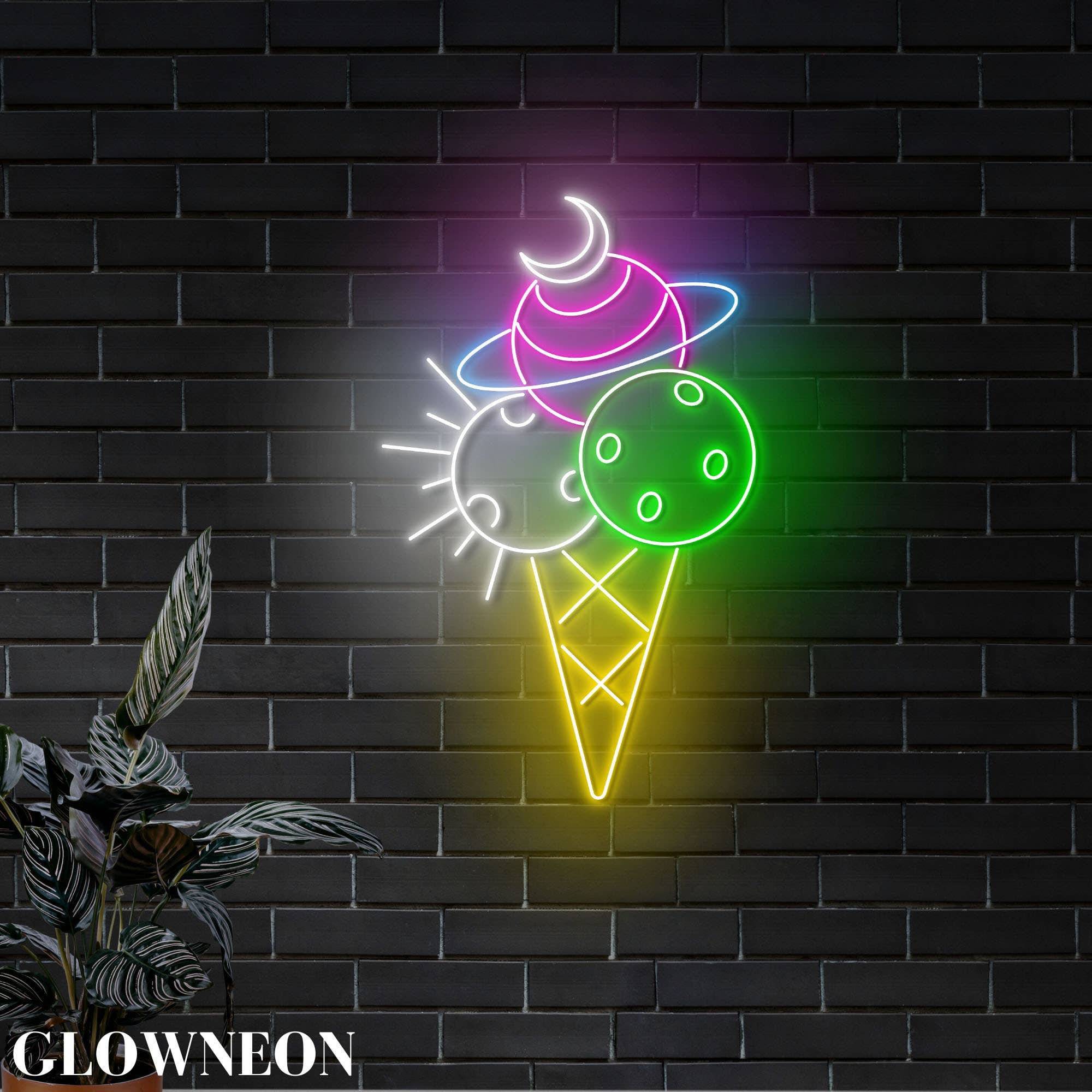 Glowneon Ice Cream Galaxy Led Wall Art, Ice Cream Shop Neon Open Sign ...