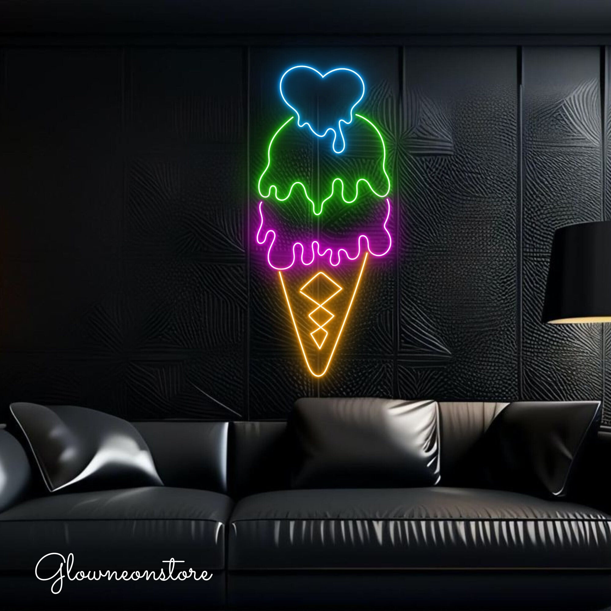Glowneon Ice Cream Heart Neon Sign, Ice Cream Led Sign Custom,Ice Cream ...