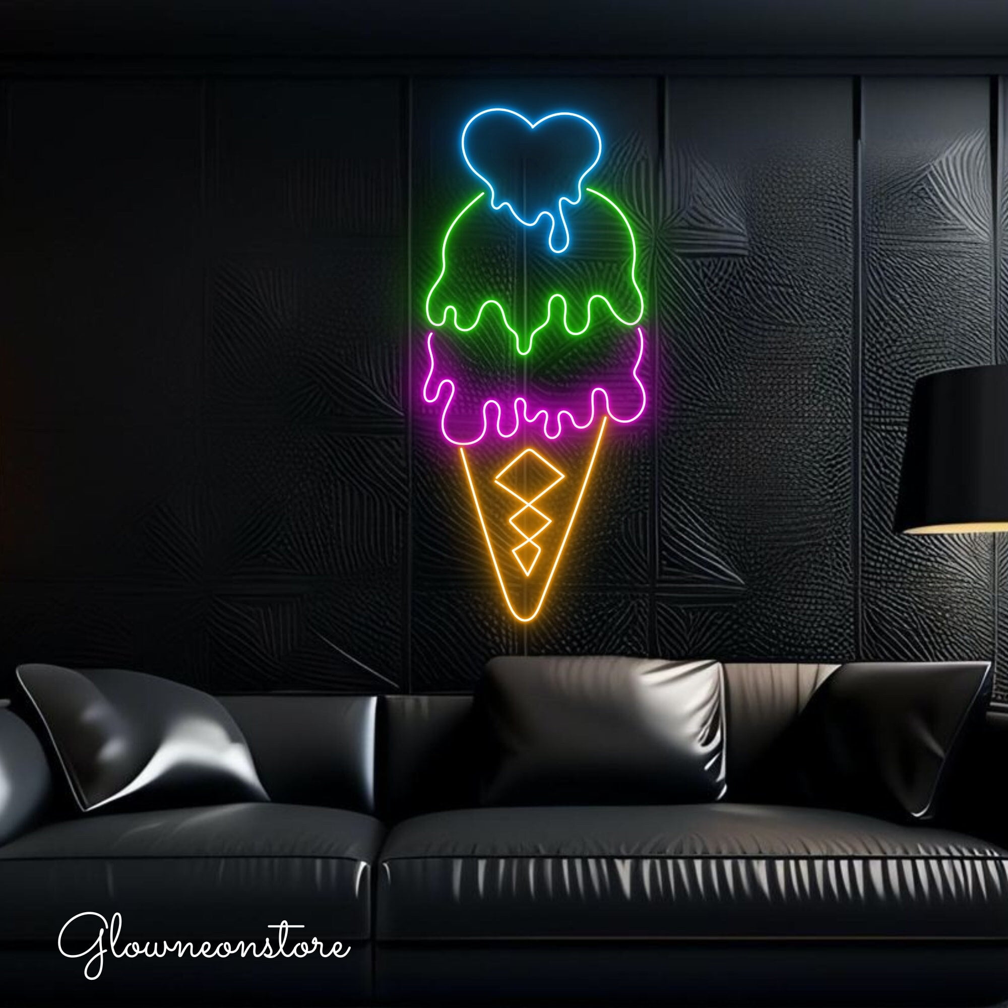 Glowneon Ice Cream Heart Neon Sign, Ice Cream Led Sign Custom,Ice Cream ...