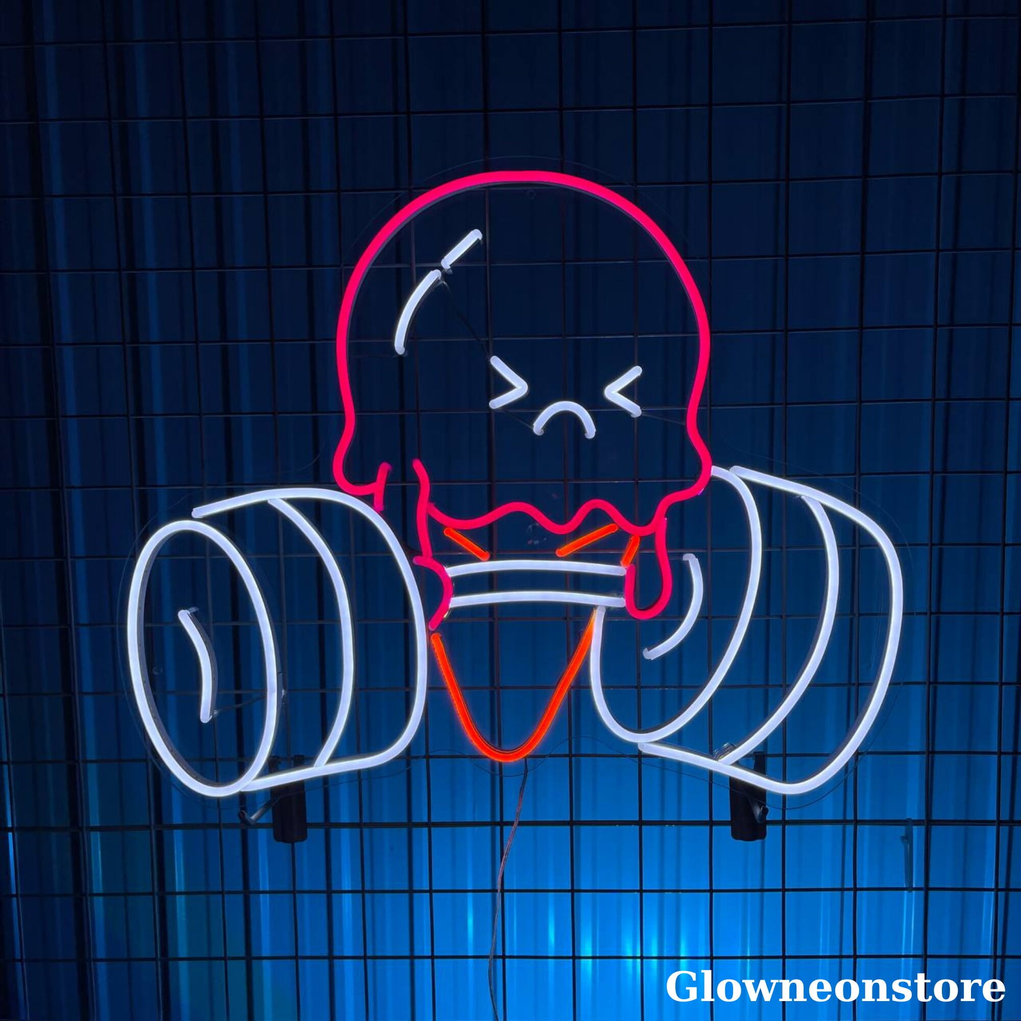 Glowneon Ice Cream Muscular Neon Sign, Ice Cream Weightlifting Led Sign ...