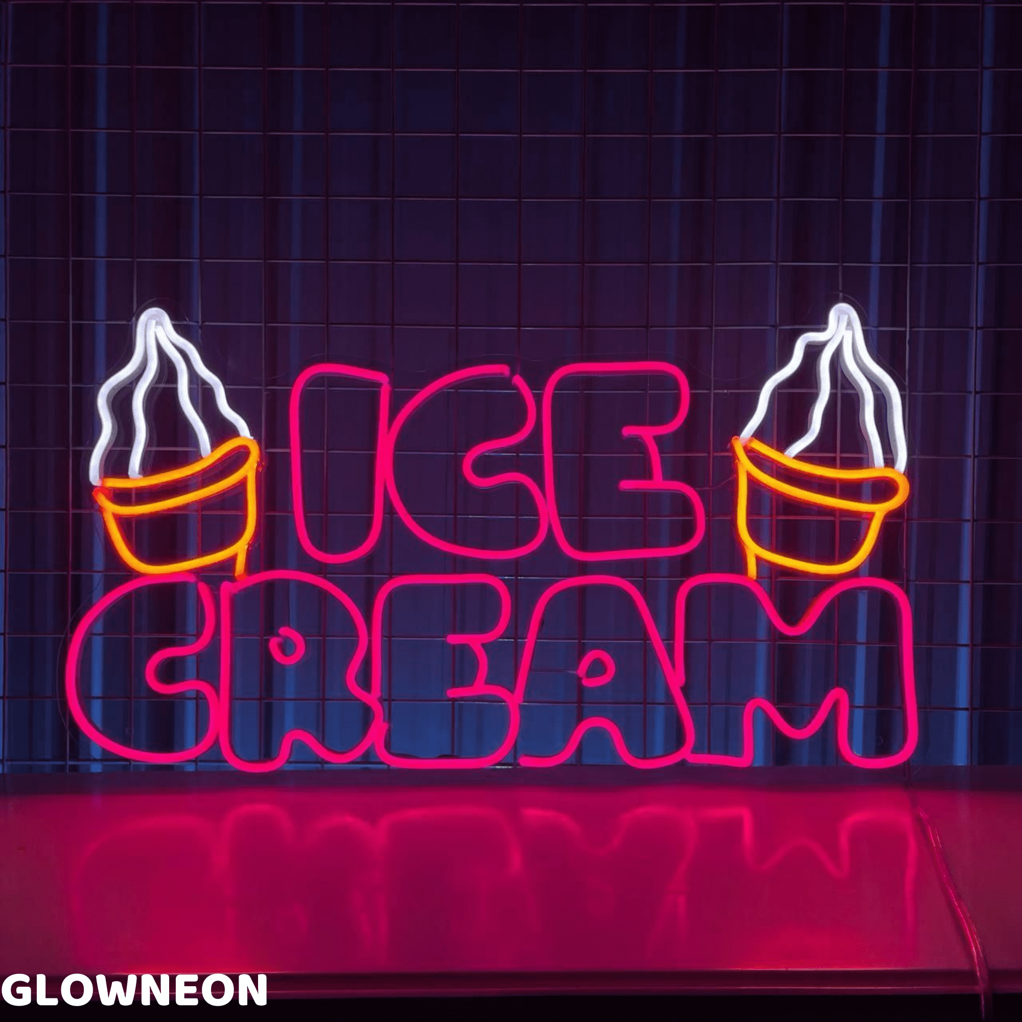 Glowneon Ice Cream Neon Sign, Grand Opening Ice Cream Shop Led Light ...
