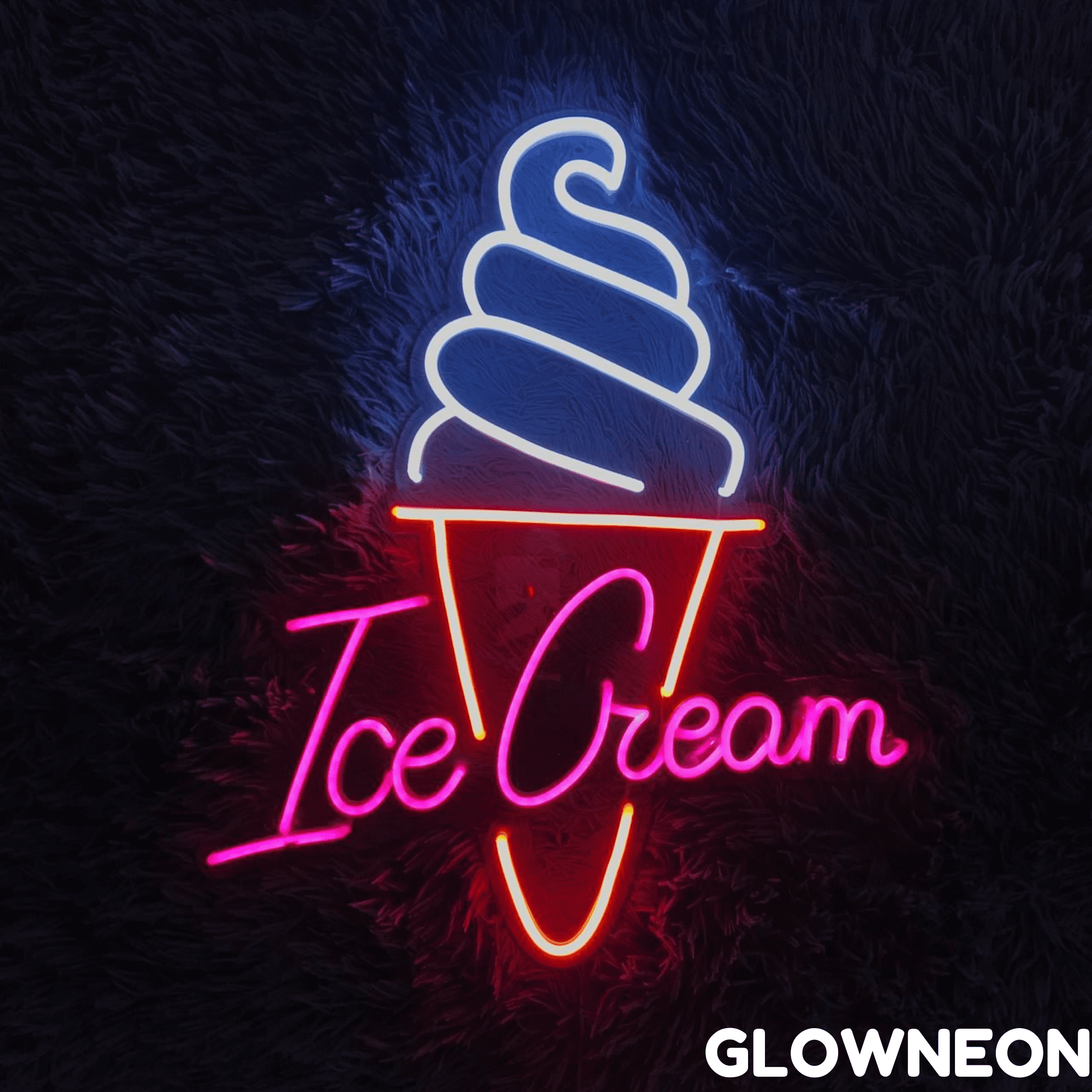 Glowneon Ice Cream Neon Sign, Ice Cream Led Sign, Open Cream Shop Art ...