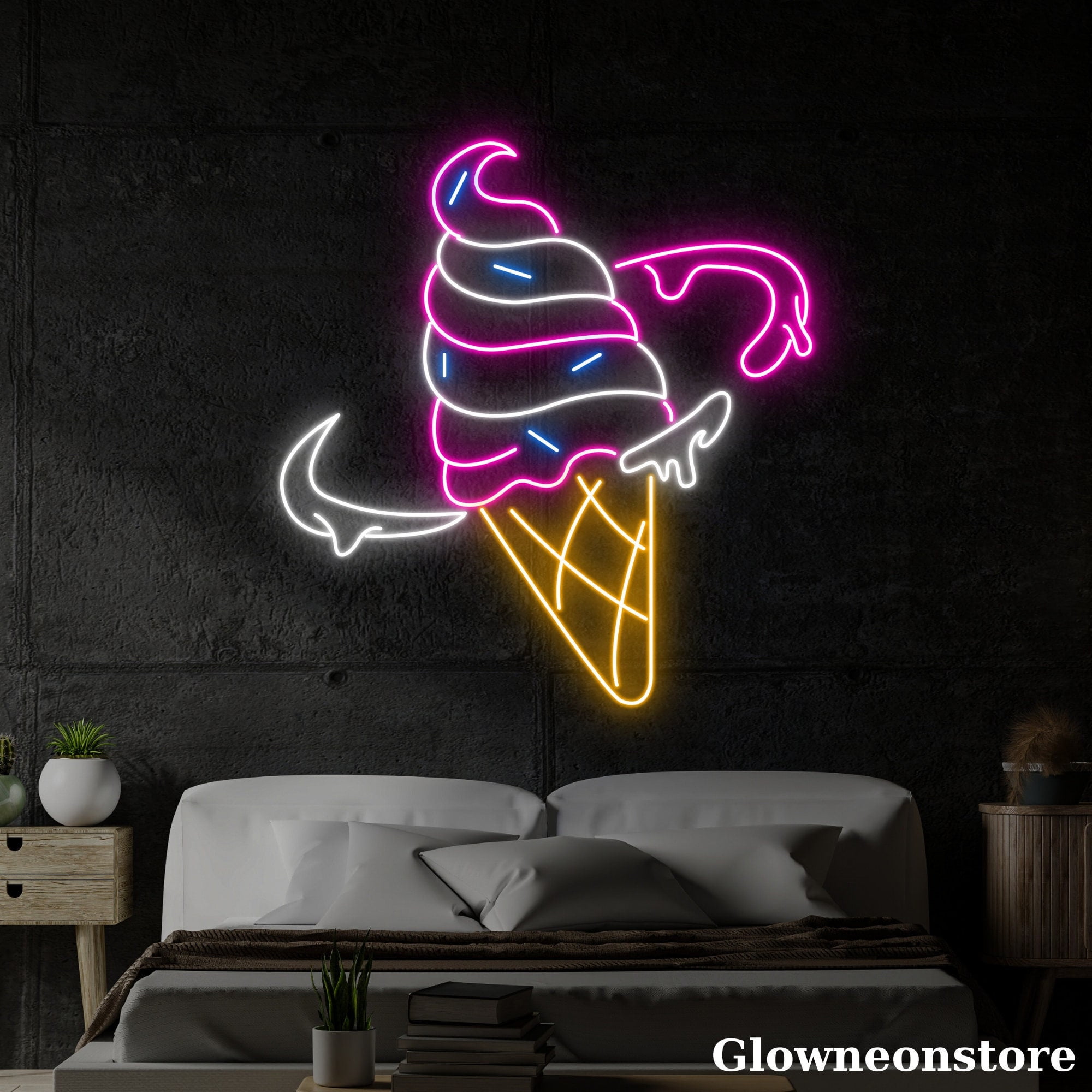 Glowneon Ice Cream Planet Neon Sign, Ice Cream Led Sign, Ice Cream Shop ...