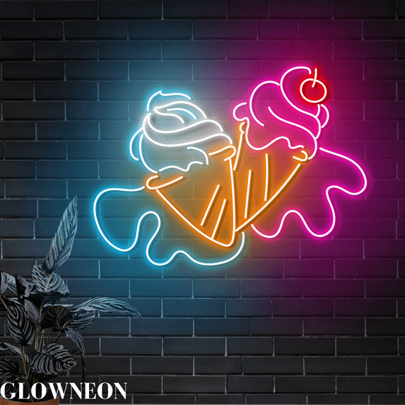 Glowneon Ice Cream Wings Led Sign, Open Gelato Ice Cream Shop Sign ...