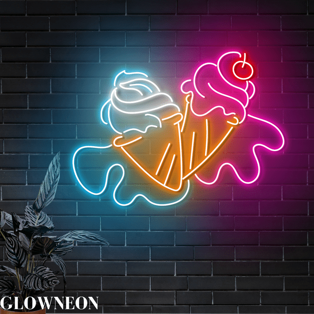 Glowneon Ice Cream Wings Led Sign, Open Gelato Ice Cream Shop Sign ...