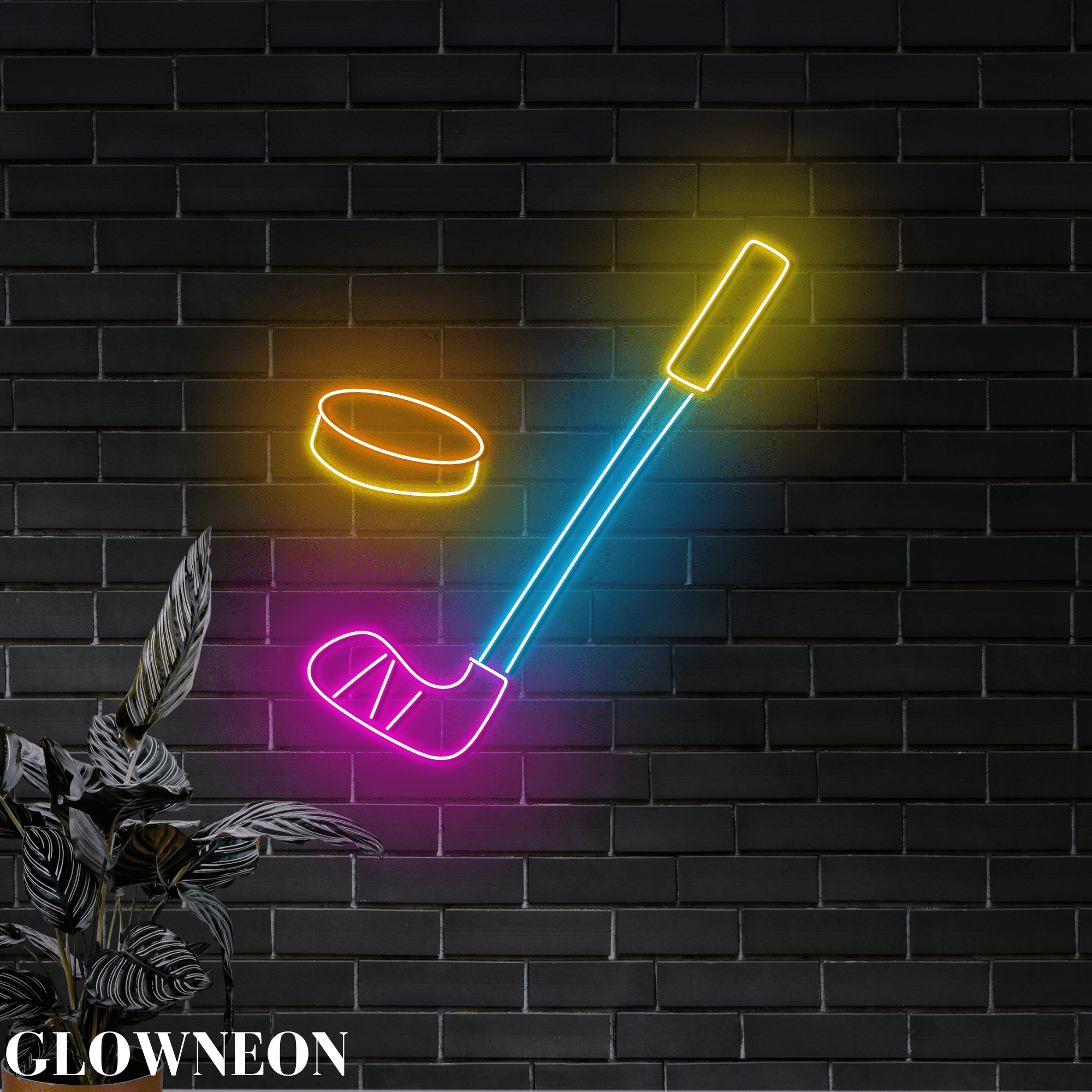 Glowneon Ice Hockey Stick Led Light, Ice Hockey Sport Shop Wall Decor ...