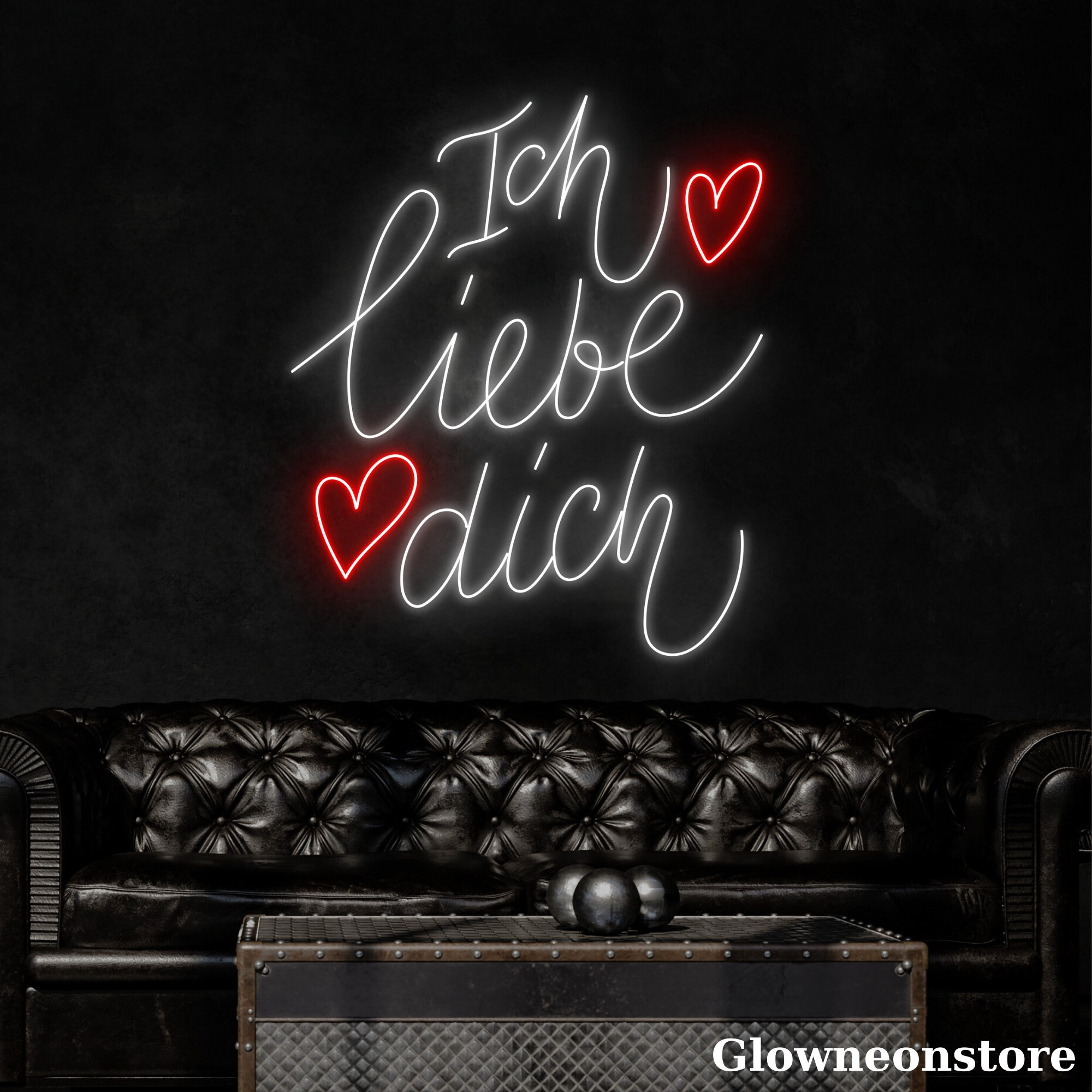 Glowneon Ich Liebe Dich Heart Neon Sign, I Love You In German Led Sign ...