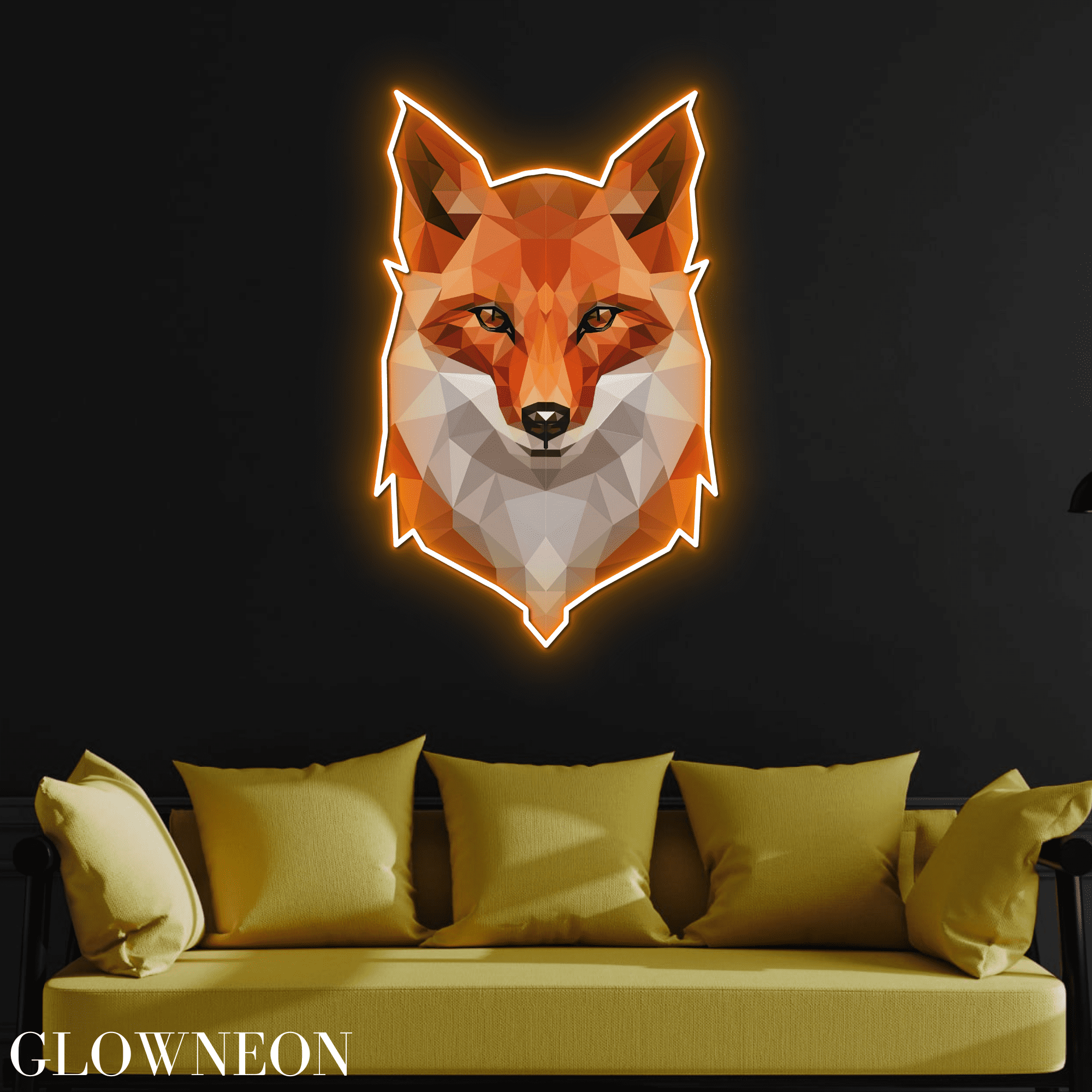 Glowneon Illuminate Your Bedroom With Fox Geometric Neon Acrylic Sign ...