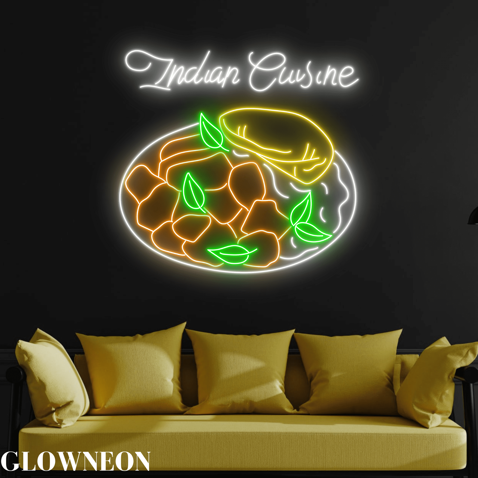 Glowneon Indian Cuisine Neon Signs, Indian Restaurant Kitchen Decor ...