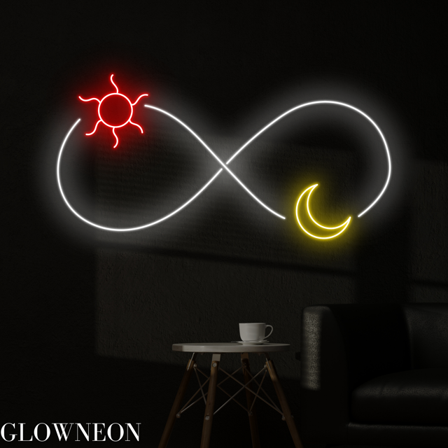Glowneon Infinity Moon And Sun Neon Sign, Moon And Sun Wall Led Decor ...