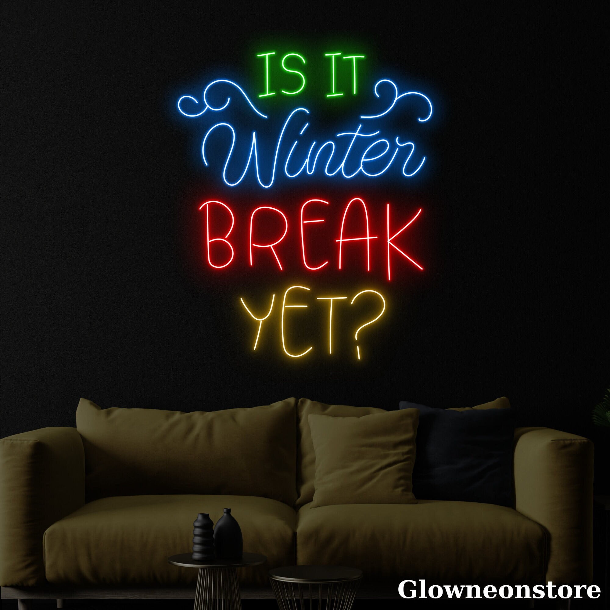 Glowneon Is It Winter Break Yet Neon Sign, Christmas Quotes LED Sign ...