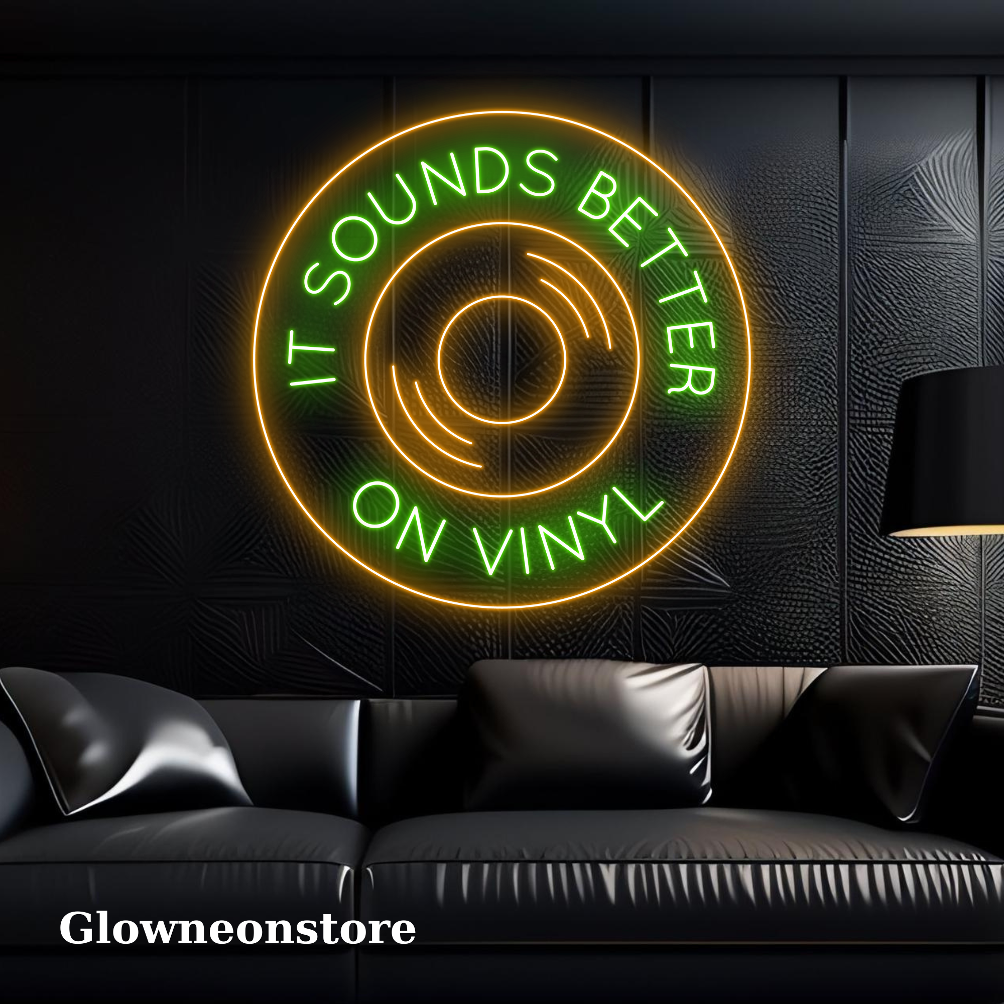 Glowneon It Sounds Better On Vinyl Neon Sign, Vinyl Disc Led Decor ...