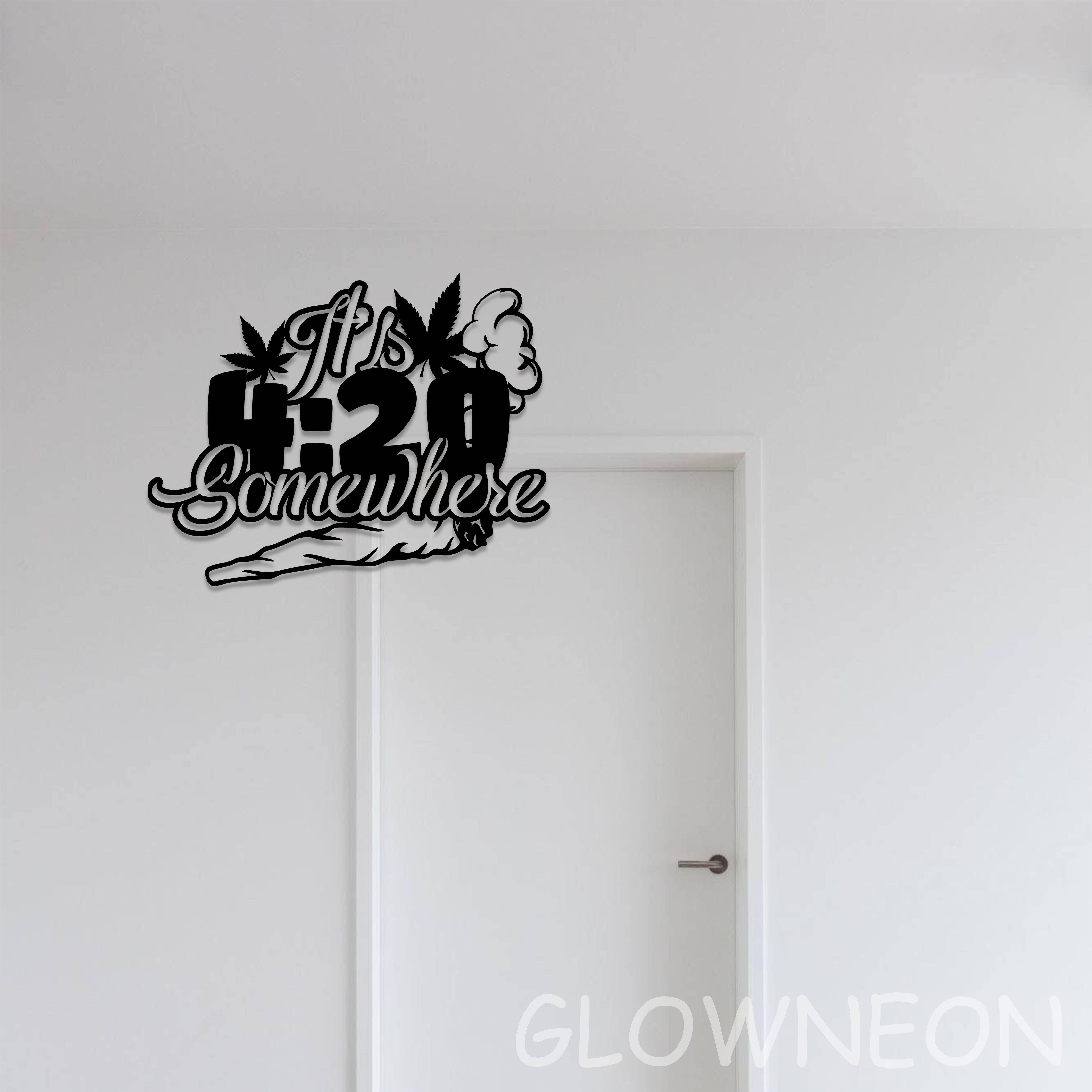 Glowneon It's 4:20 Somewhere Door Topper Decor, 420 Weed Door Corner ...