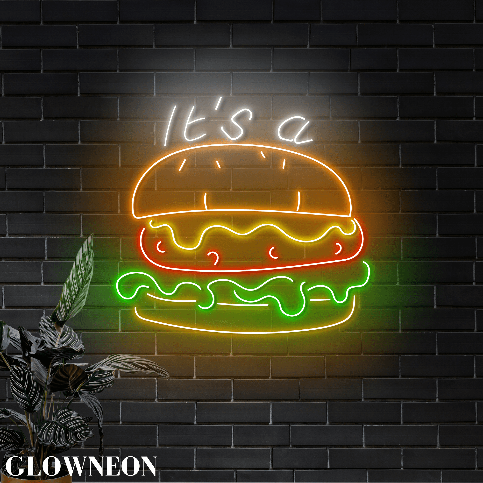Glowneon It's A Burger Wall Led Light, Burger Fast Food Shop Wall Art ...