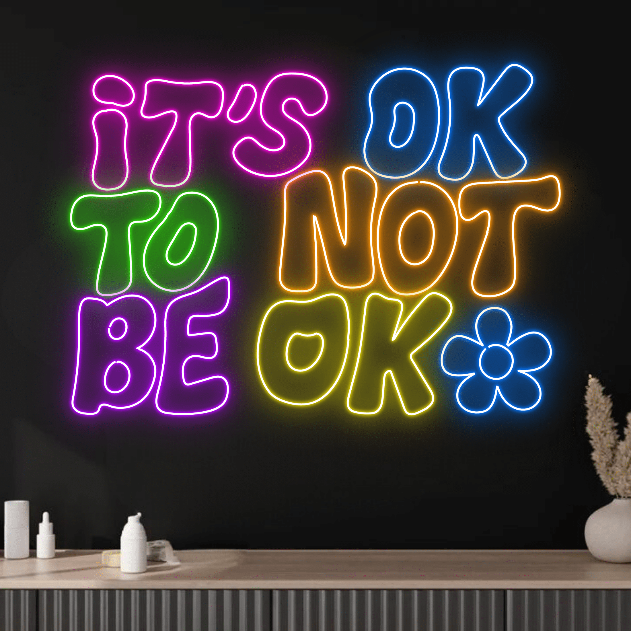 It's Ok To Not Be Ok Neon Sign, Long-lasting Lights Decor - Walmart.com