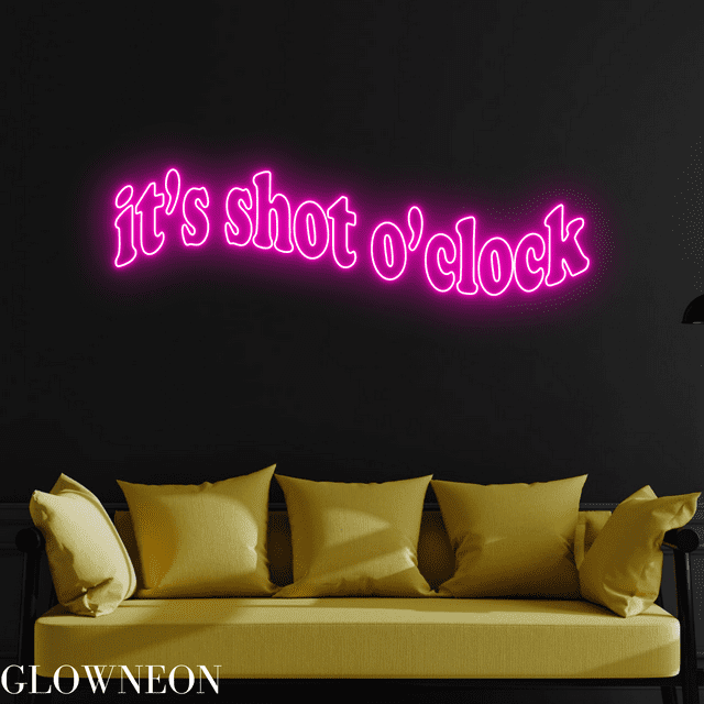 Glowneon It's Shot O'Clock Neon Sign, Party Led Sign, Bar Pub Decor ...