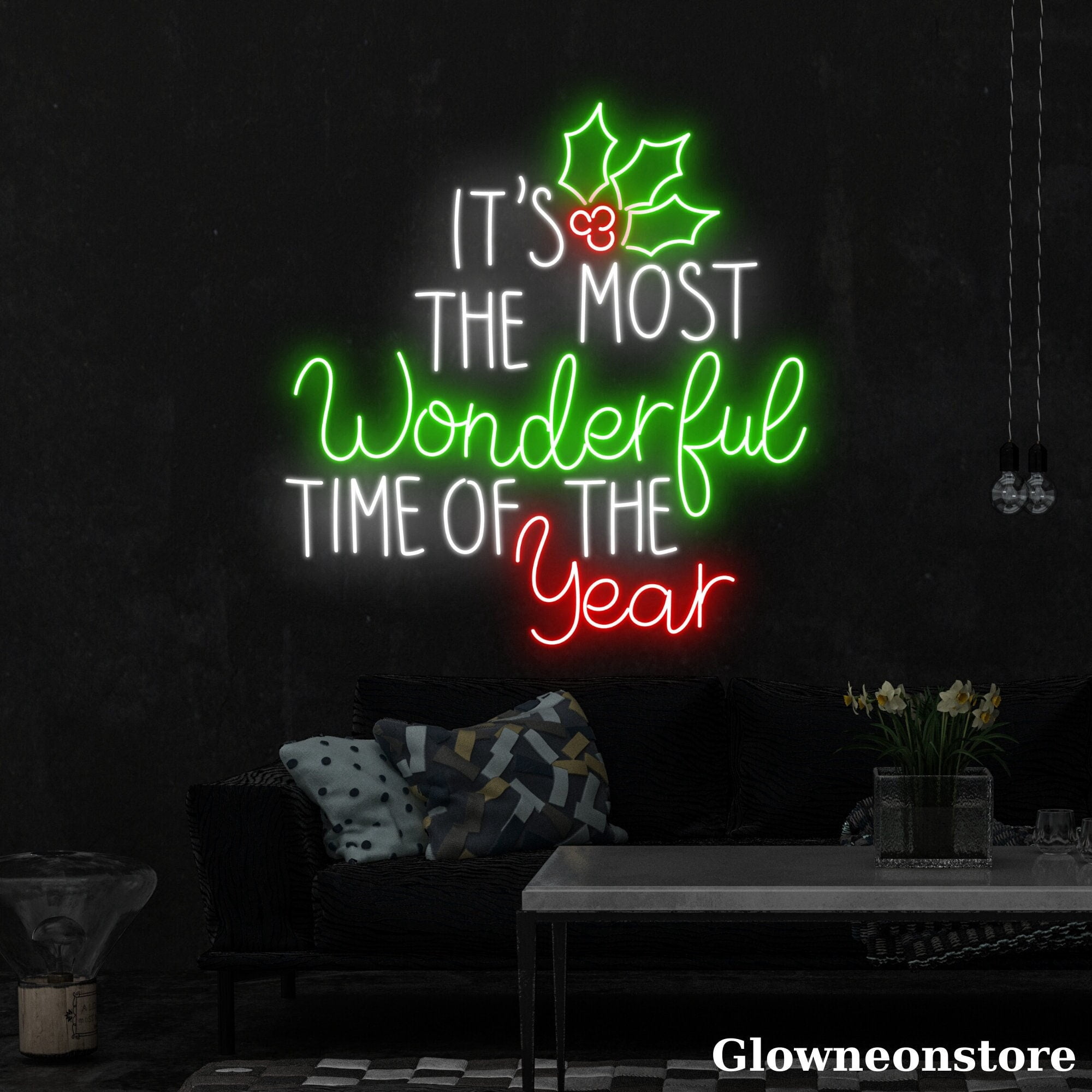 Glowneon It's The Most Wonderful Time Of The Year Neon Sign, Christmas ...
