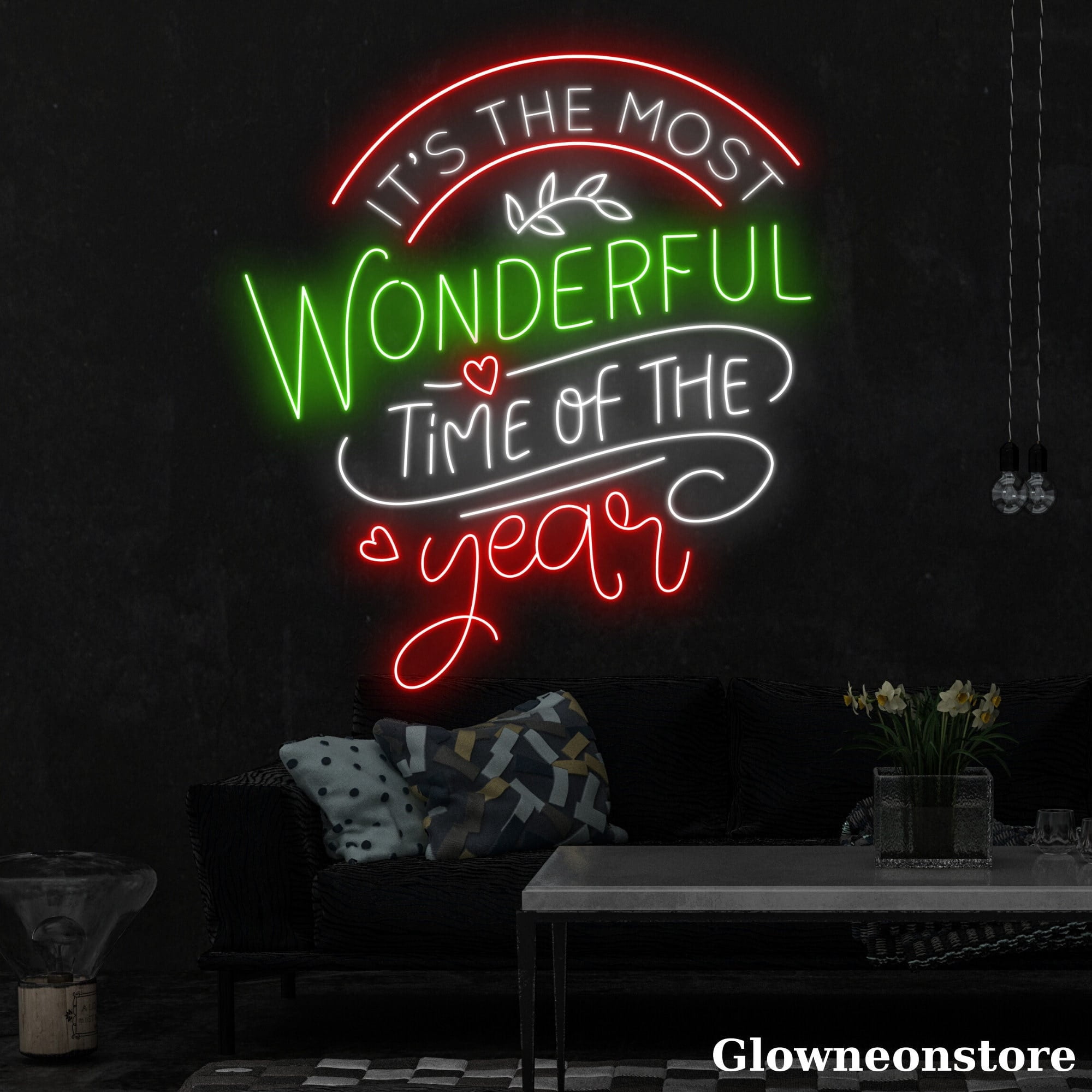 Glowneon It's The Most Wonderful Time Of The Year Neon Sign, Christmas ...