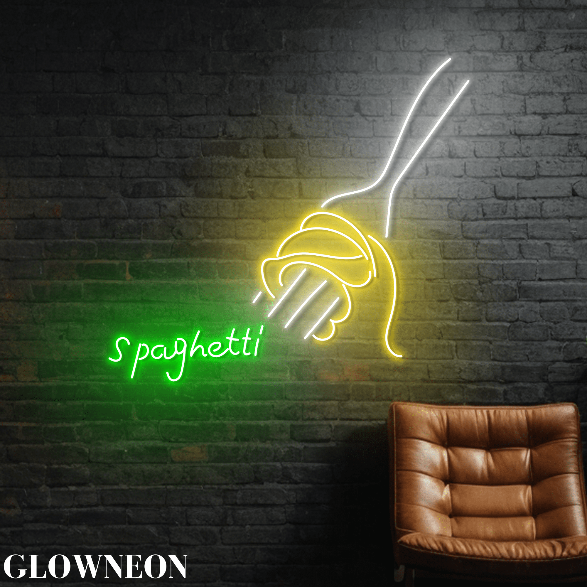 Glowneon Italian Spaghetti Neon Sign, Italian Pasta Restaurant Decor ...