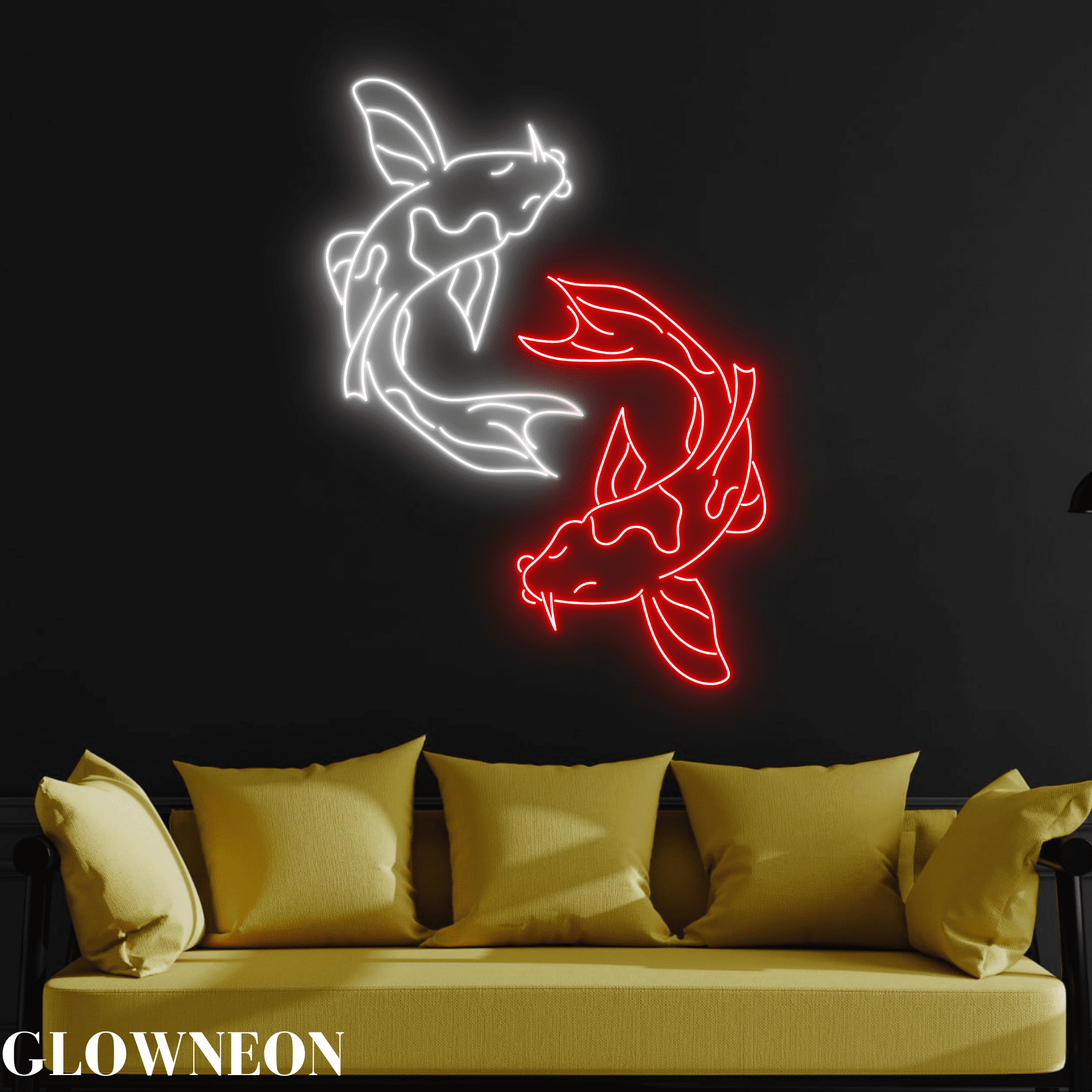 Glowneon Japanese Koi Fish Neon Sign, Japanese Koi Fish Shop Led Deco ...