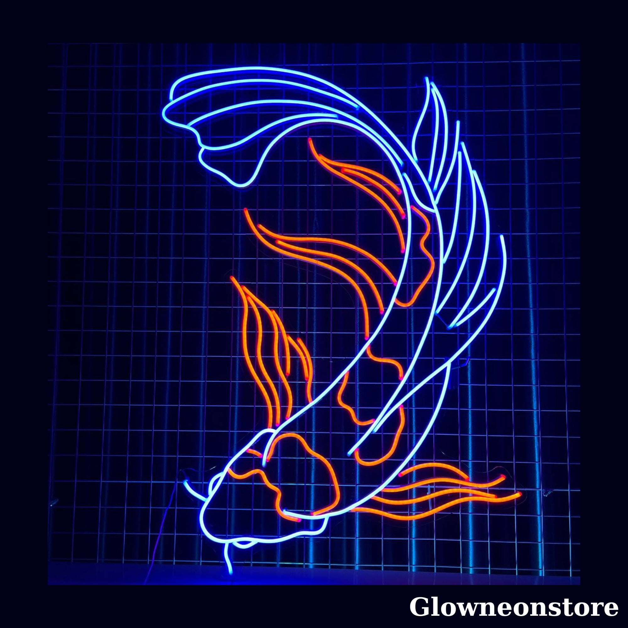 Glowneon Japanese Koi Fish Neon Sign, Koi Fish LED Sign, Handmade Fish ...