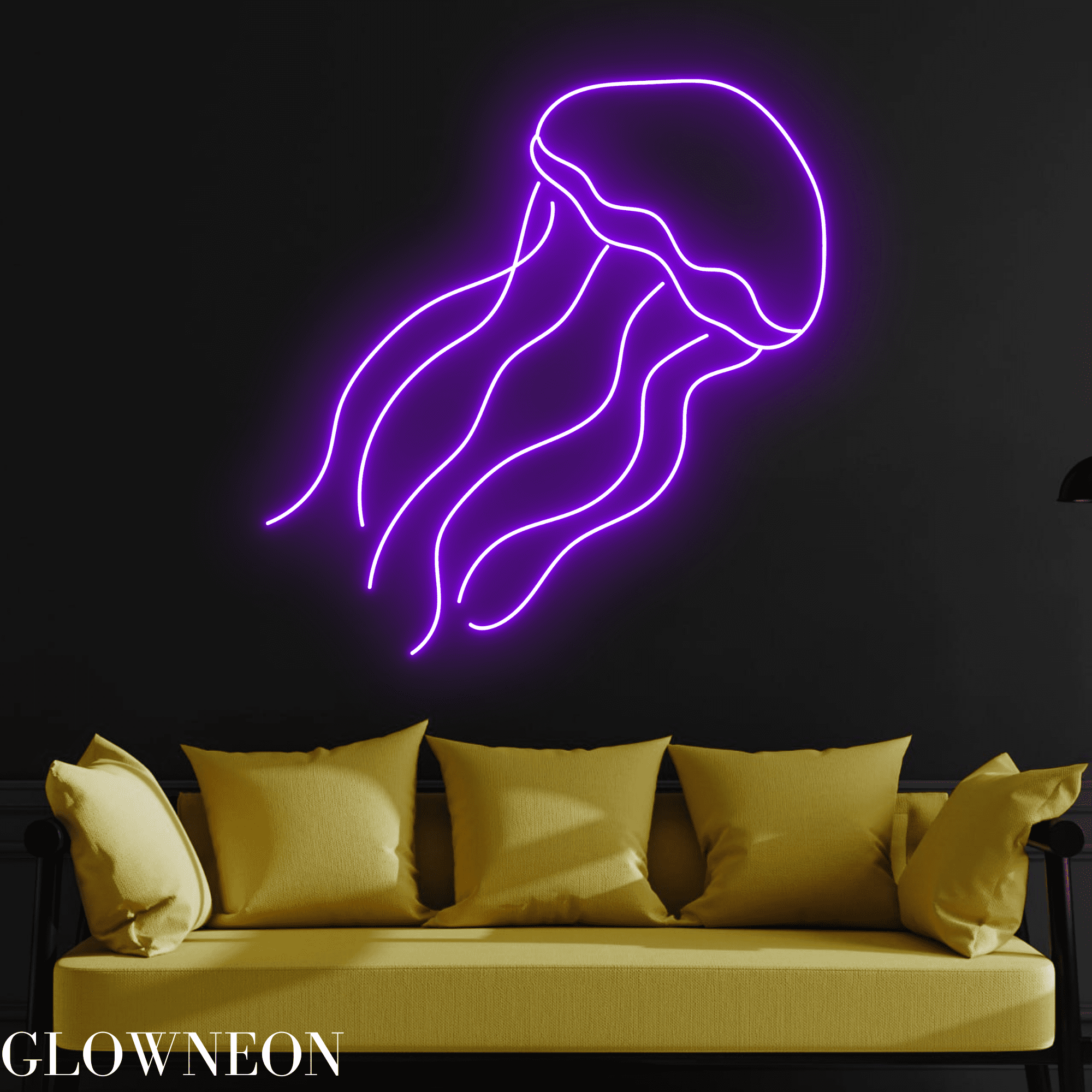 Glowneon Jellyfish Neon Sign, Jellyfish Led Sign, Jellyfish Line Art ...