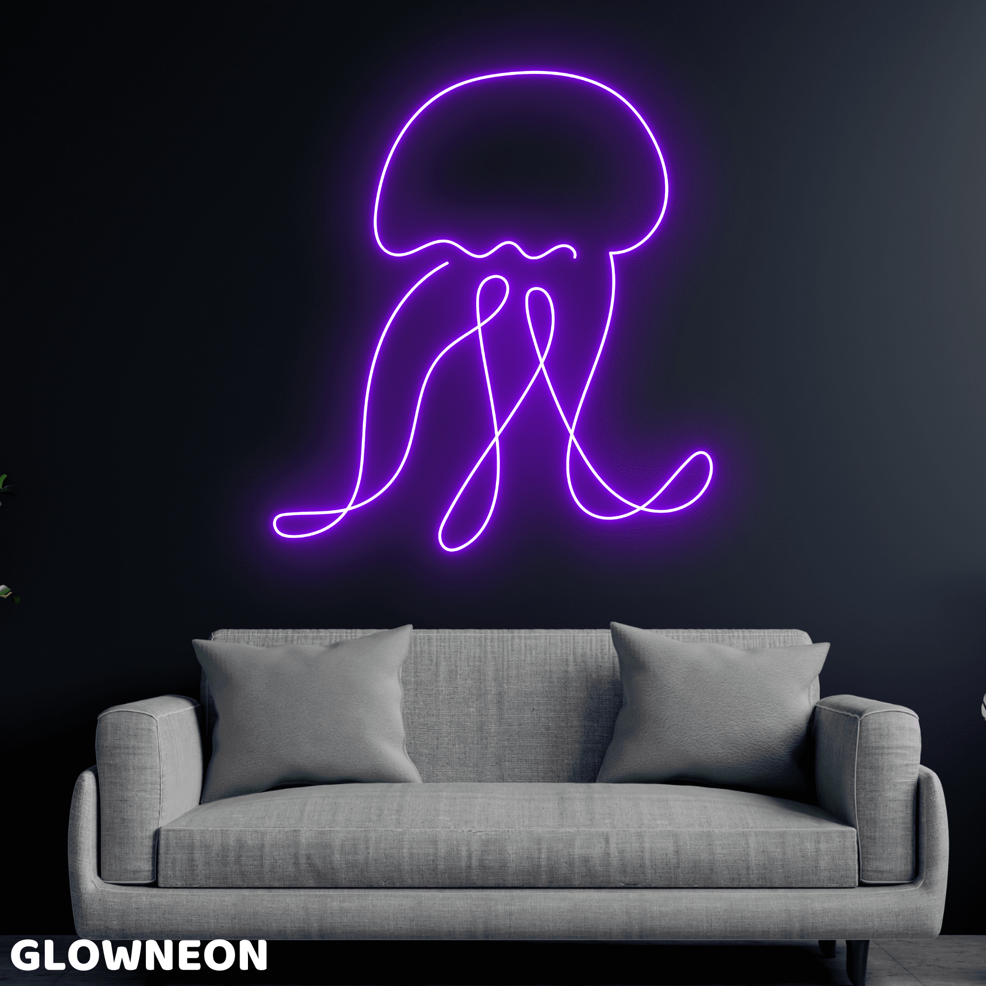 Glowneon Jellyfish Swimming Neon Sign, Jellyfish Led Sign Bedroom Art ...
