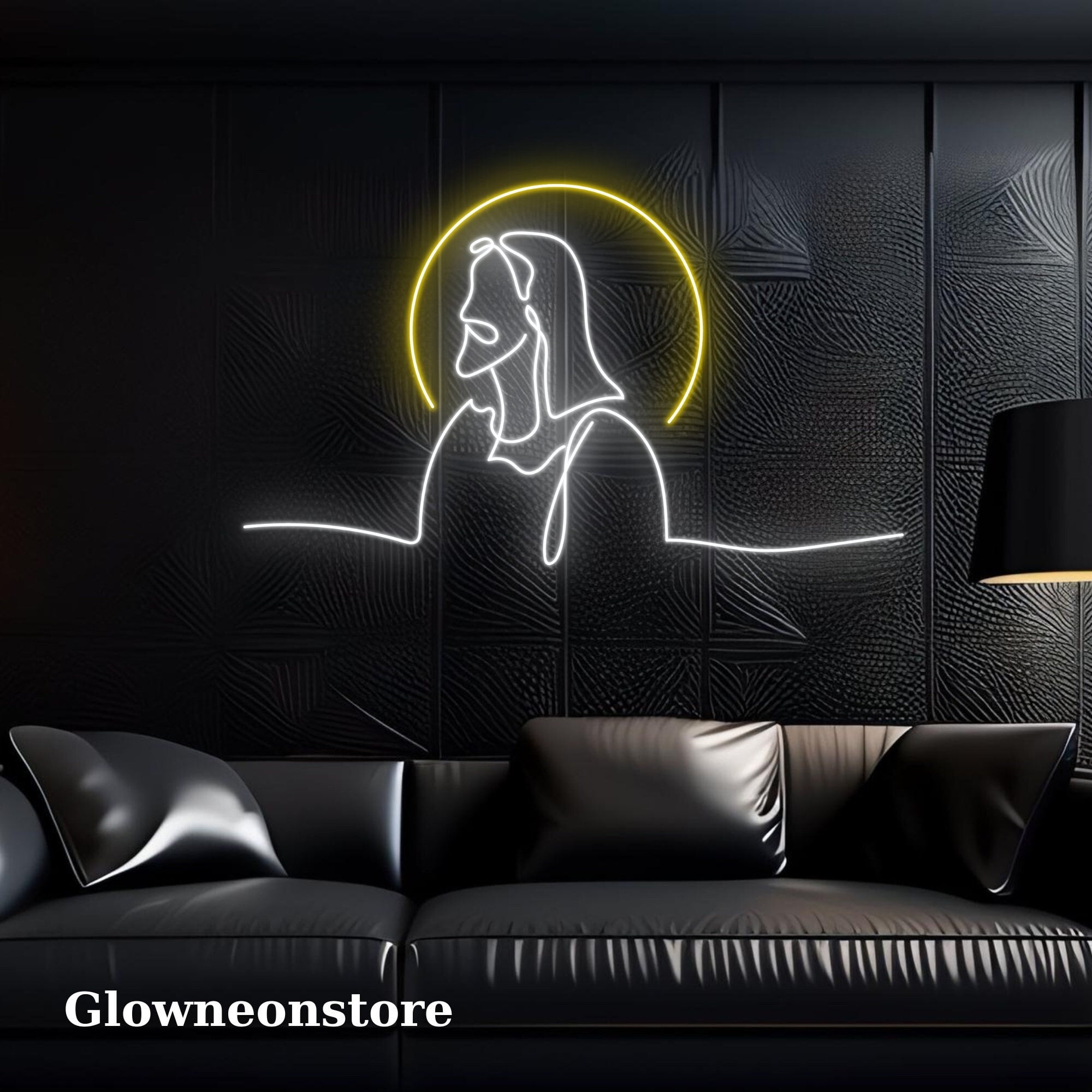 Glowneon Jesus Christ Face Neon Sign, Jesus Face Led Light, Handmade ...