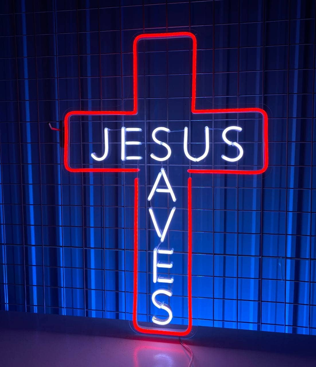 Glowneon Jesus Saves Cross Neon Sign, Jesus Led Sign, Catholic Neon ...