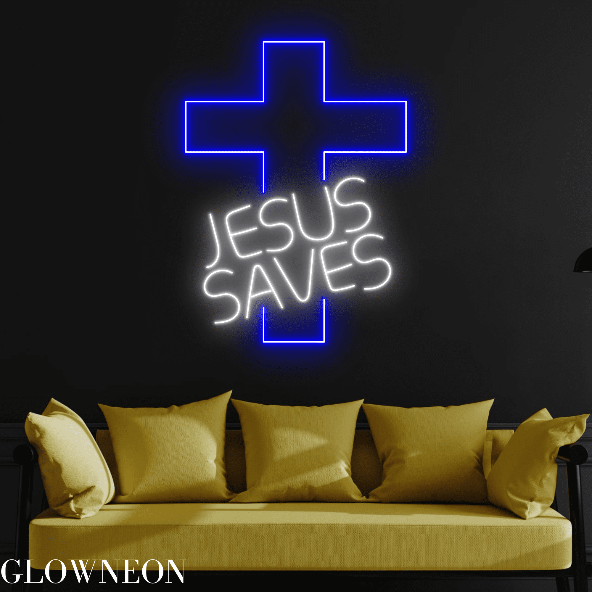 Glowneon Jesus Saves Neon Sign, Jesus Cross Led Sign, Christian Decor ...