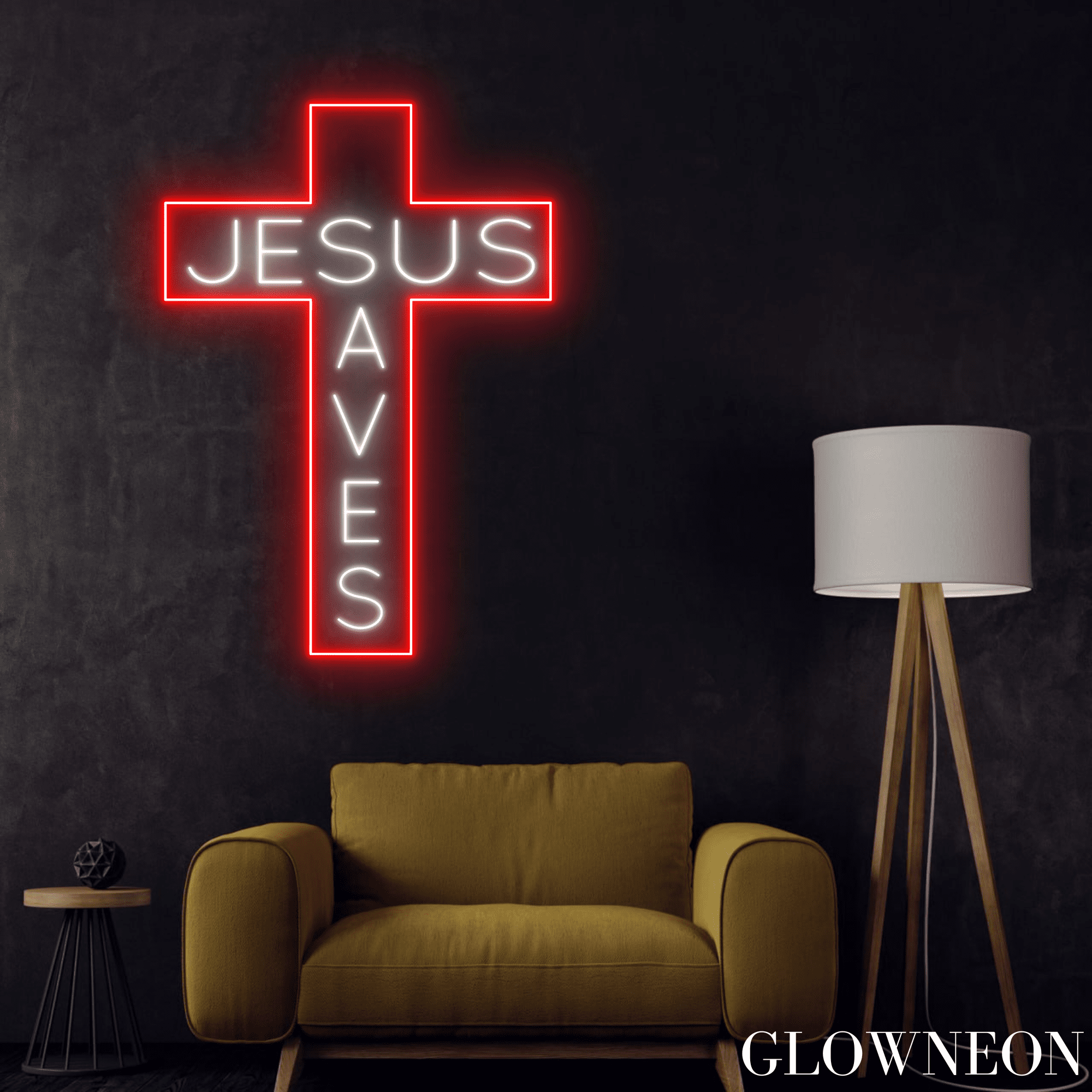 Glowneon Jesus Saves Neon Sign, Jesus Led Sign, Christian Home Decor ...