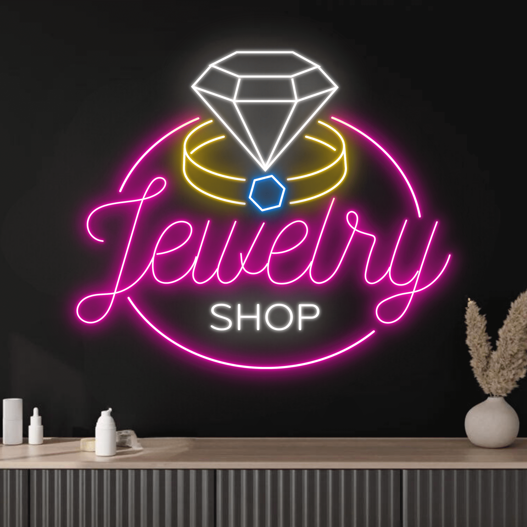 Glowneon Jewelry Shop Neon Sign, Jewelry Shop Store Decor Signboard ...