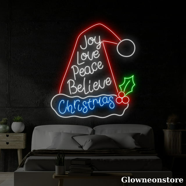 Glowneon Joy Love Peace Believe Christmas Neon Sign, Joy Love Peace LED ...