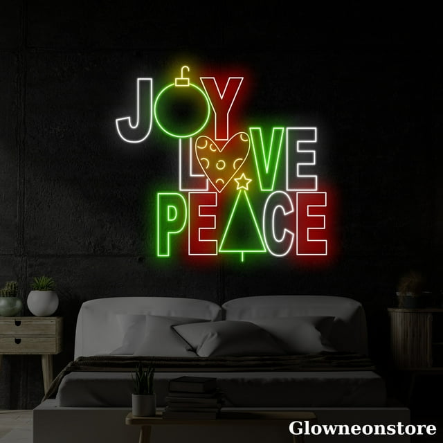 Glowneon Joy Love Peace Neon Sign, Joy Love Peace LED Sign, Christmas ...