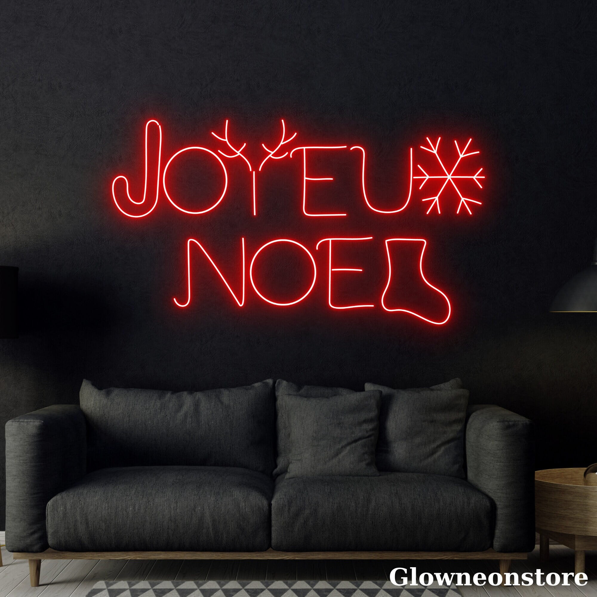 Glowneon Joyeux Noel Neon Sign, Merry Christmas LED Sign, Reindeer ...