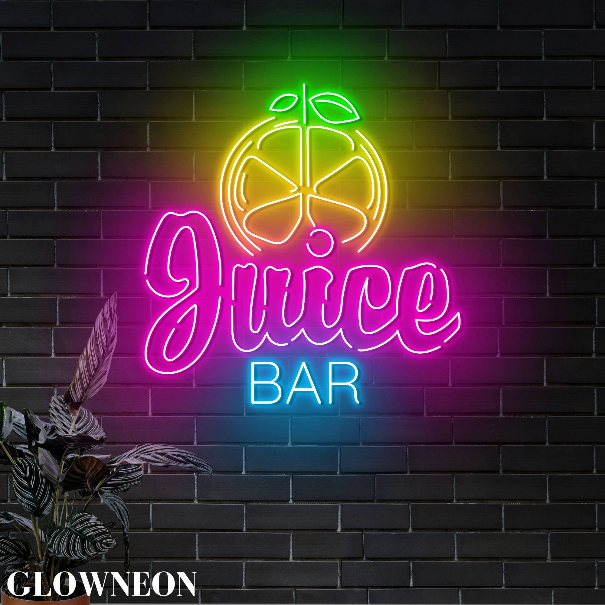 Glowneon Juice Bar Orange Led Lights, Fruit Juice Shop Neon Wall Art ...