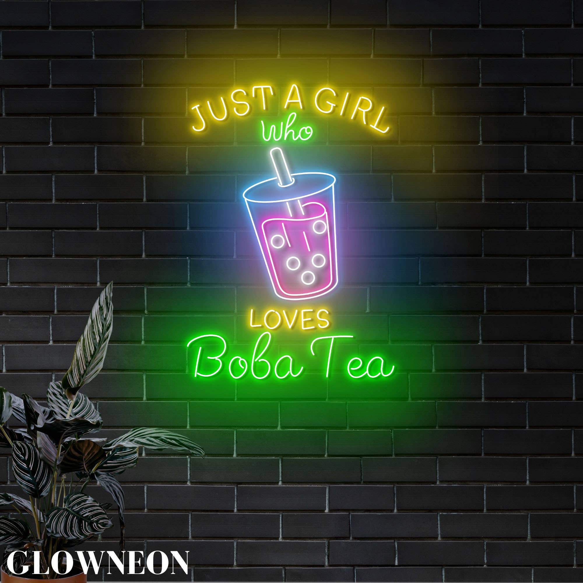 Glowneon Just A Girl Who Loves Boba Tea Led Sign, Boba Tea Shop Decor ...