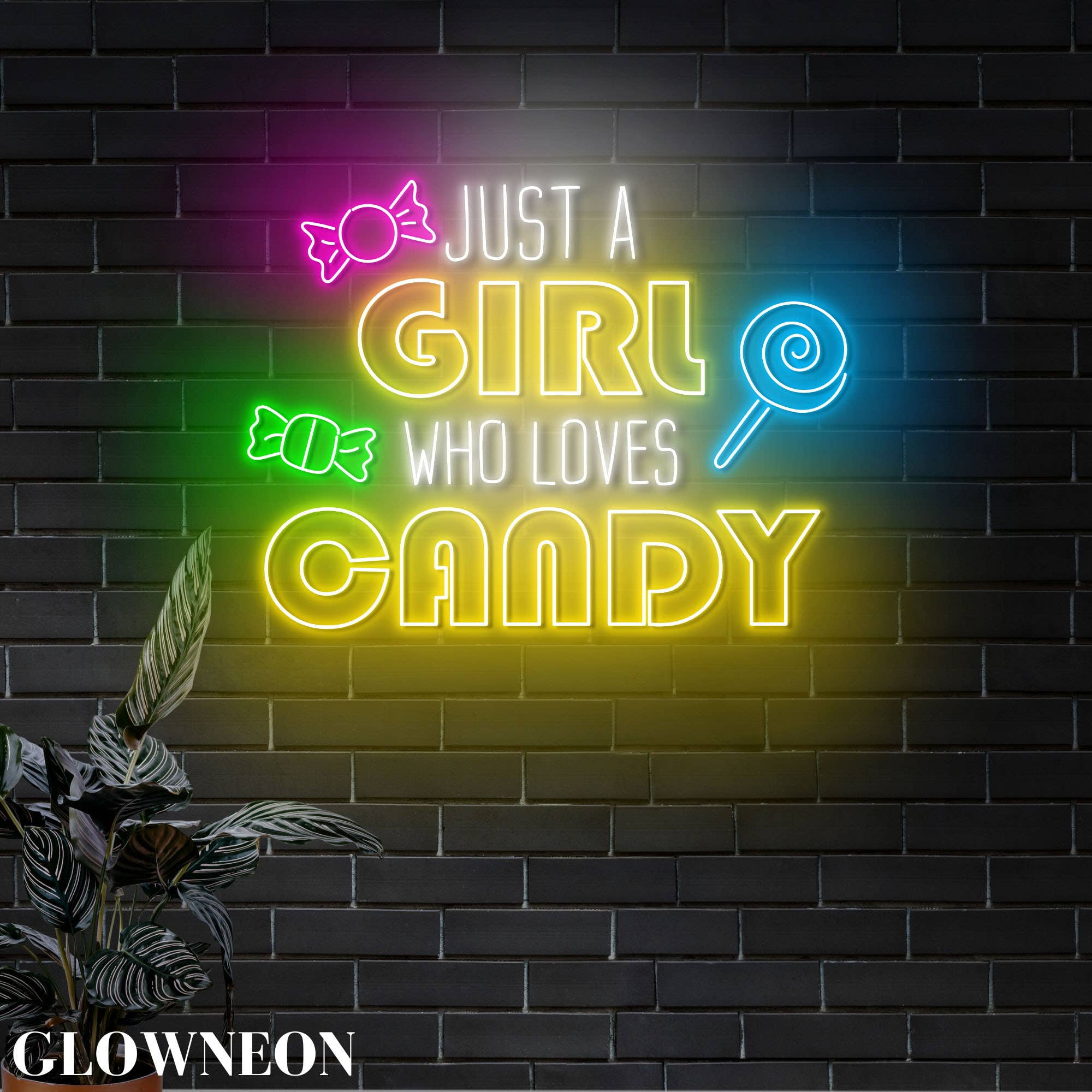 Glowneon Just A Girl Who Loves Candy Wall Led Light, Candy Shop Decor ...