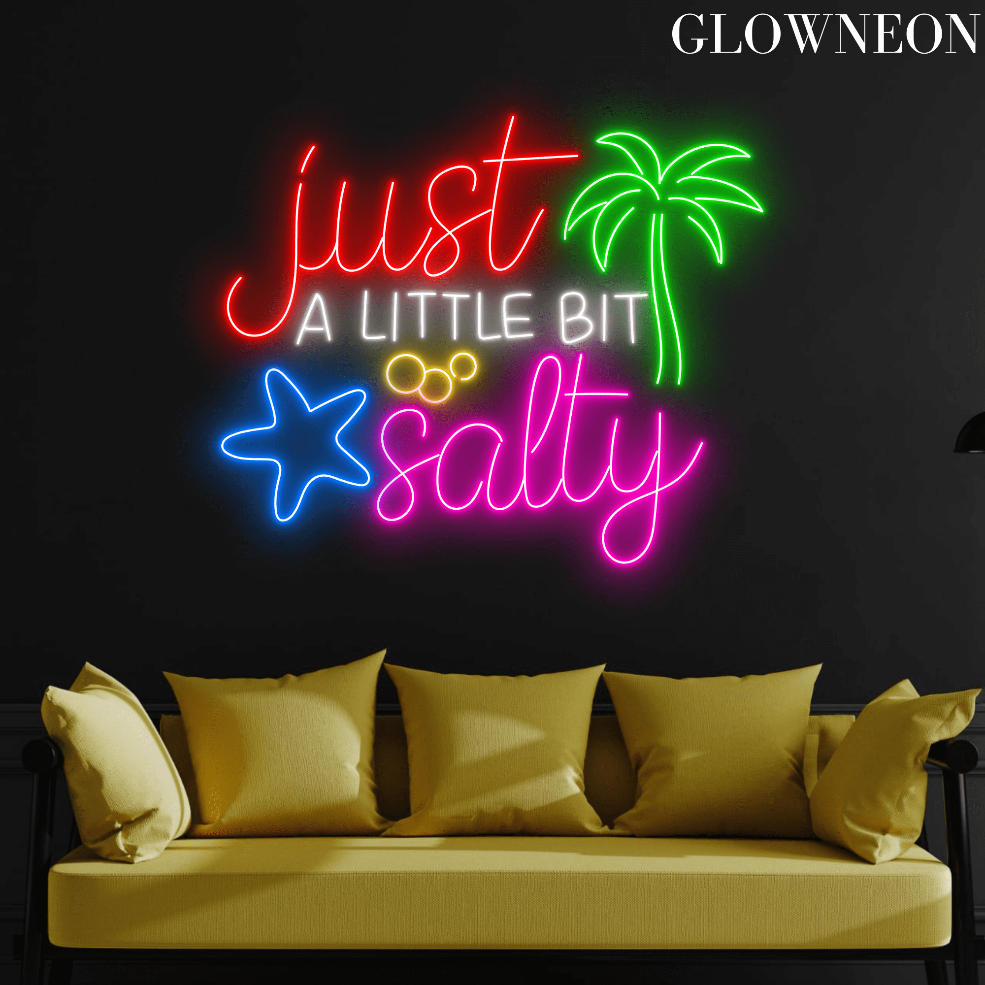 Glowneon Just A Little Bit Salty Neon Sign, Summer Beach Led Decor ...