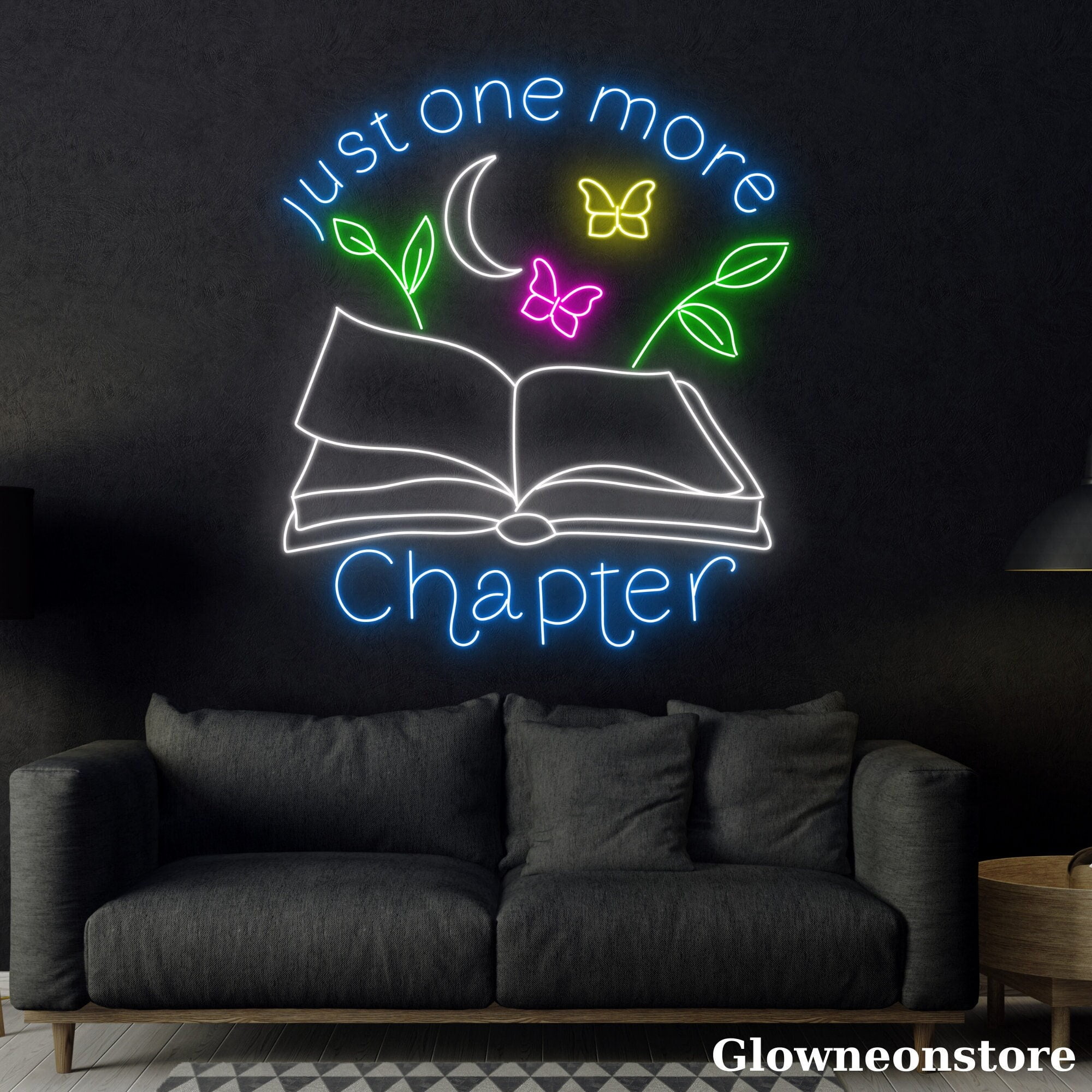 Glowneon Just One More Chapter Neon Sign, Book Led Sign, Library Decor, Reading Room Decor ...
