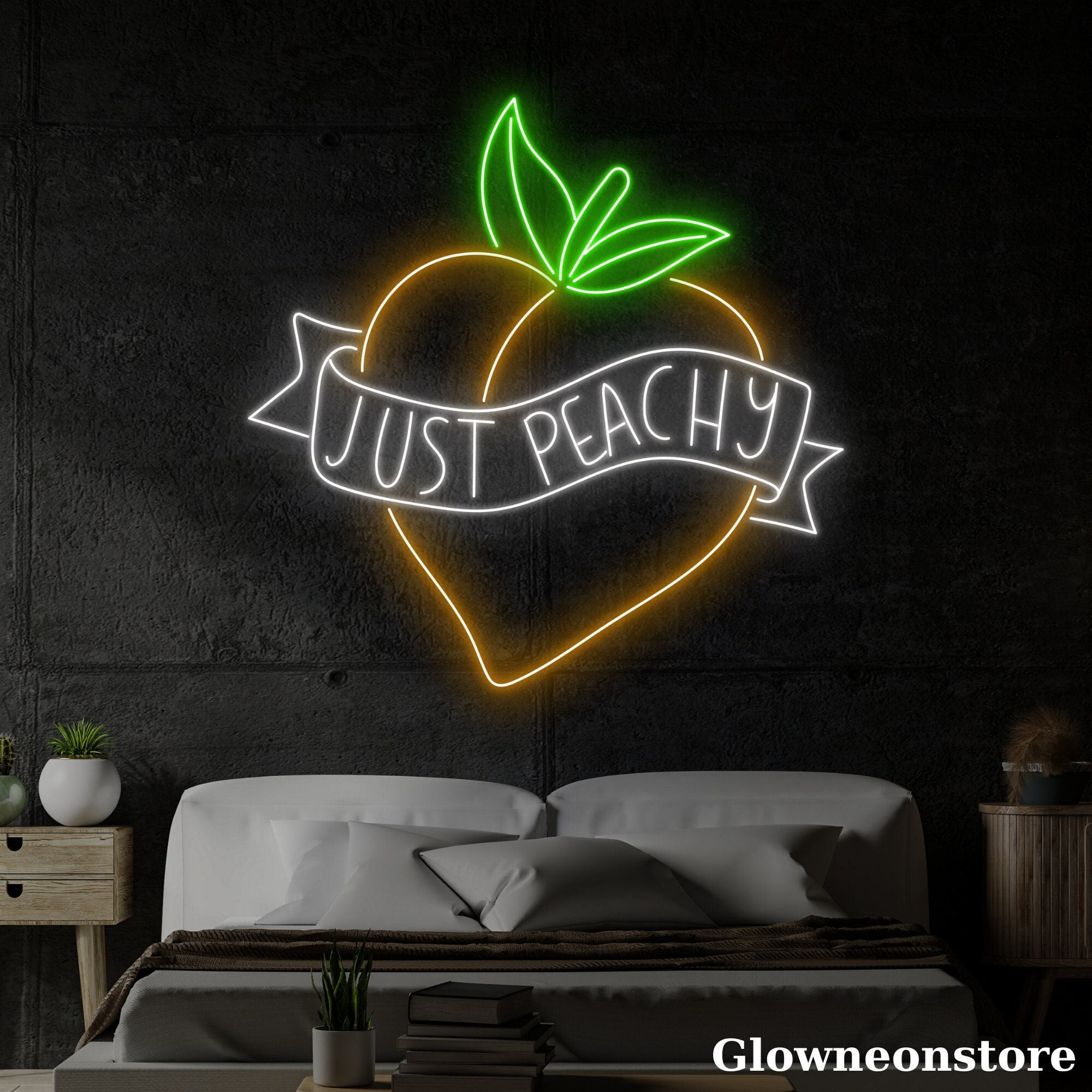 Glowneon Just Peachy Neon Sign, Just Peachy Led Sign, Peach Neon Sign ...