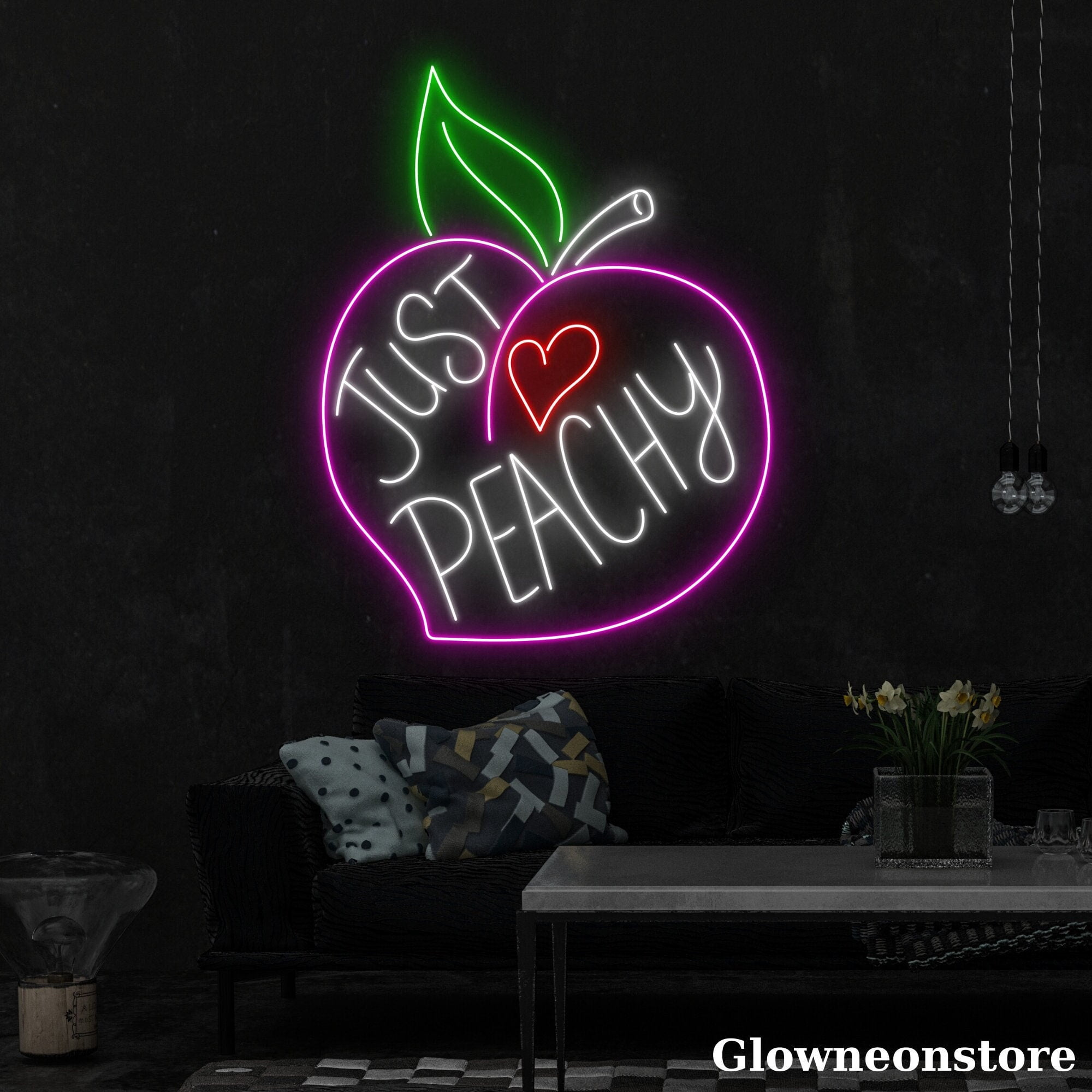 Glowneon Just Peachy Neon Sign, Just Peachy Led Sign, Peach Wall Decor ...