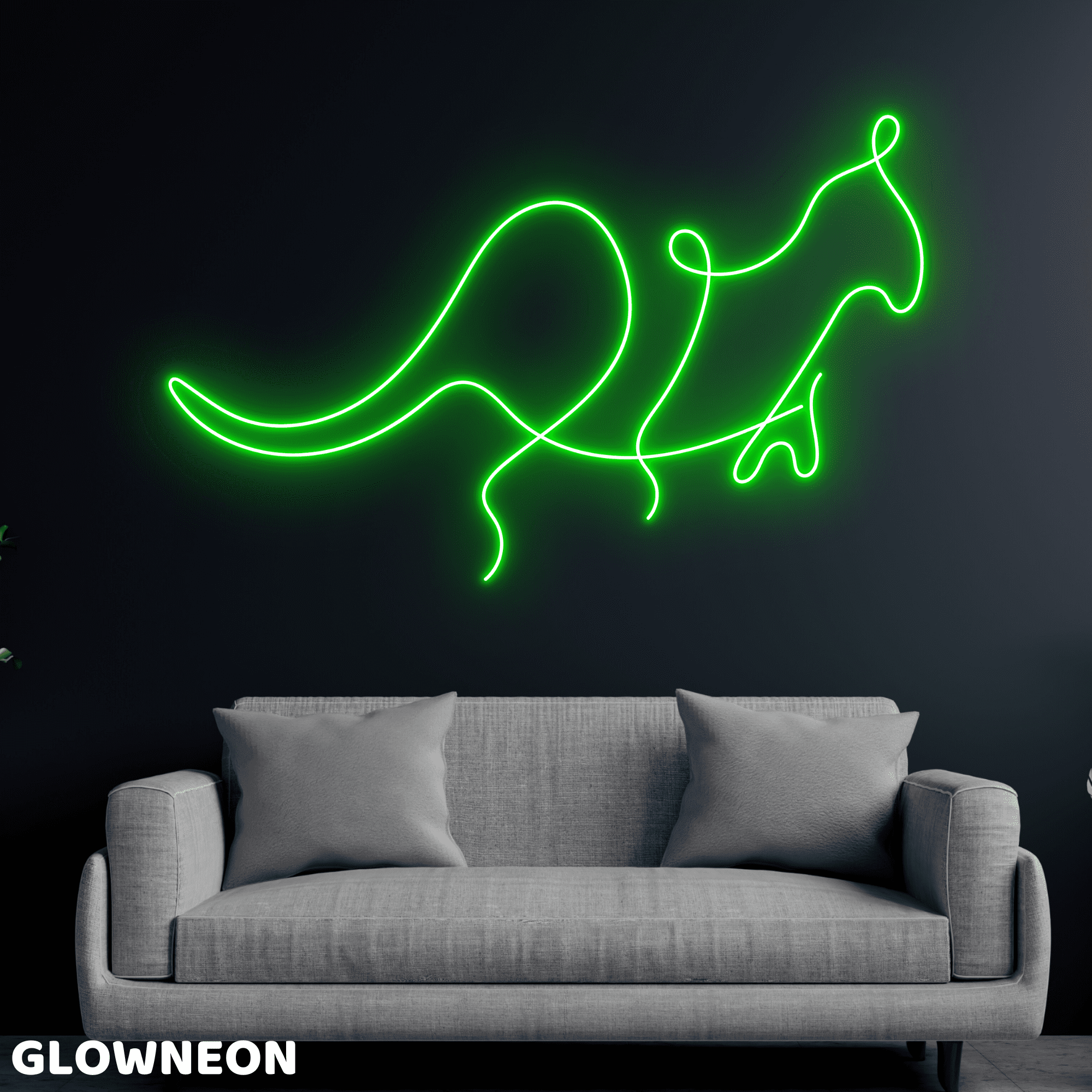 Glowneon Kangaroo Running Neon Sign, Kangaroo Minimalist Led Sign Art ...