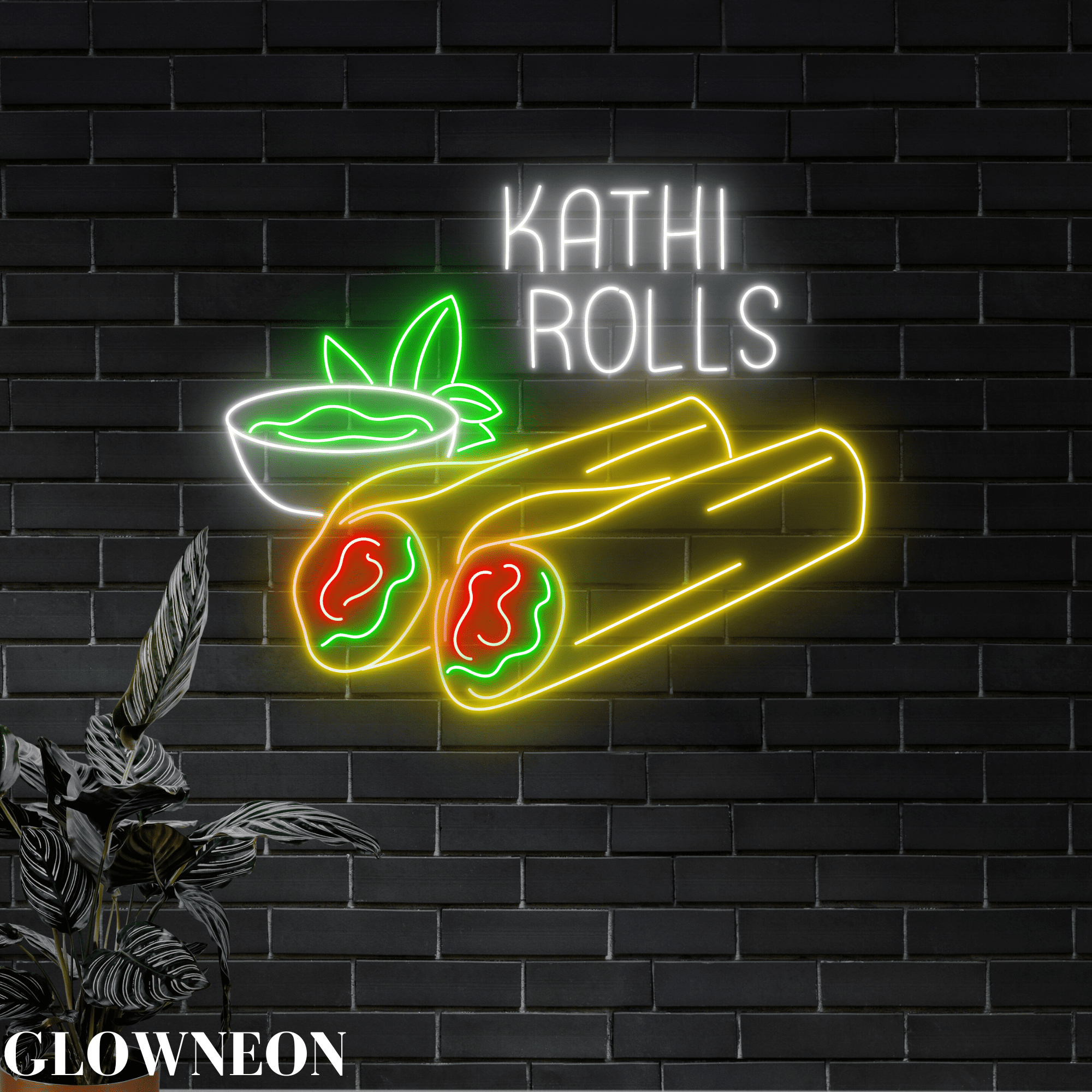 Glowneon Kathi Rolls Neon Sign, Kathi Rolls Led Sign, India Food Sign ...