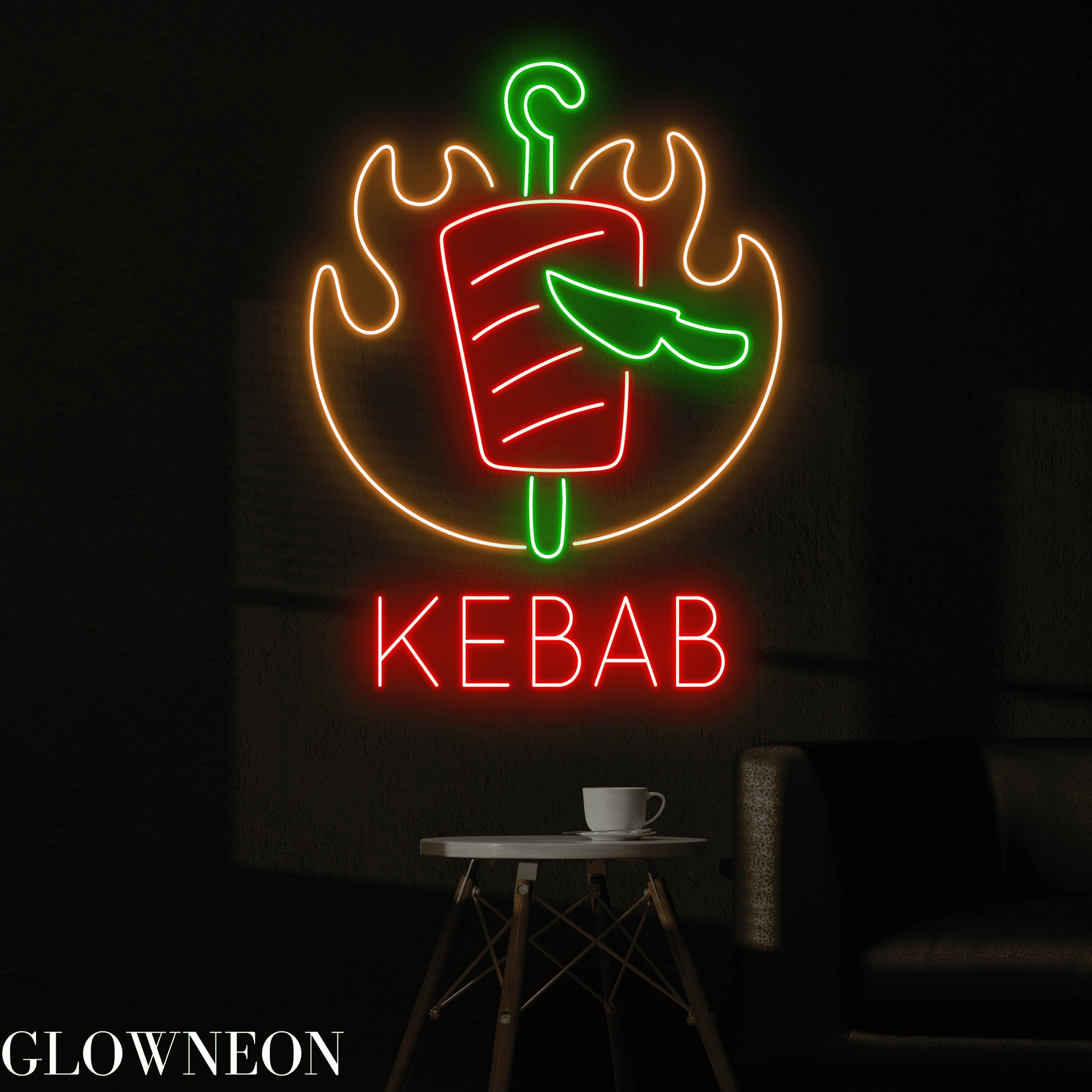Glowneon Kebab Neon Sign, Kebab Led Sign, Kebab Store Wall Decor ...