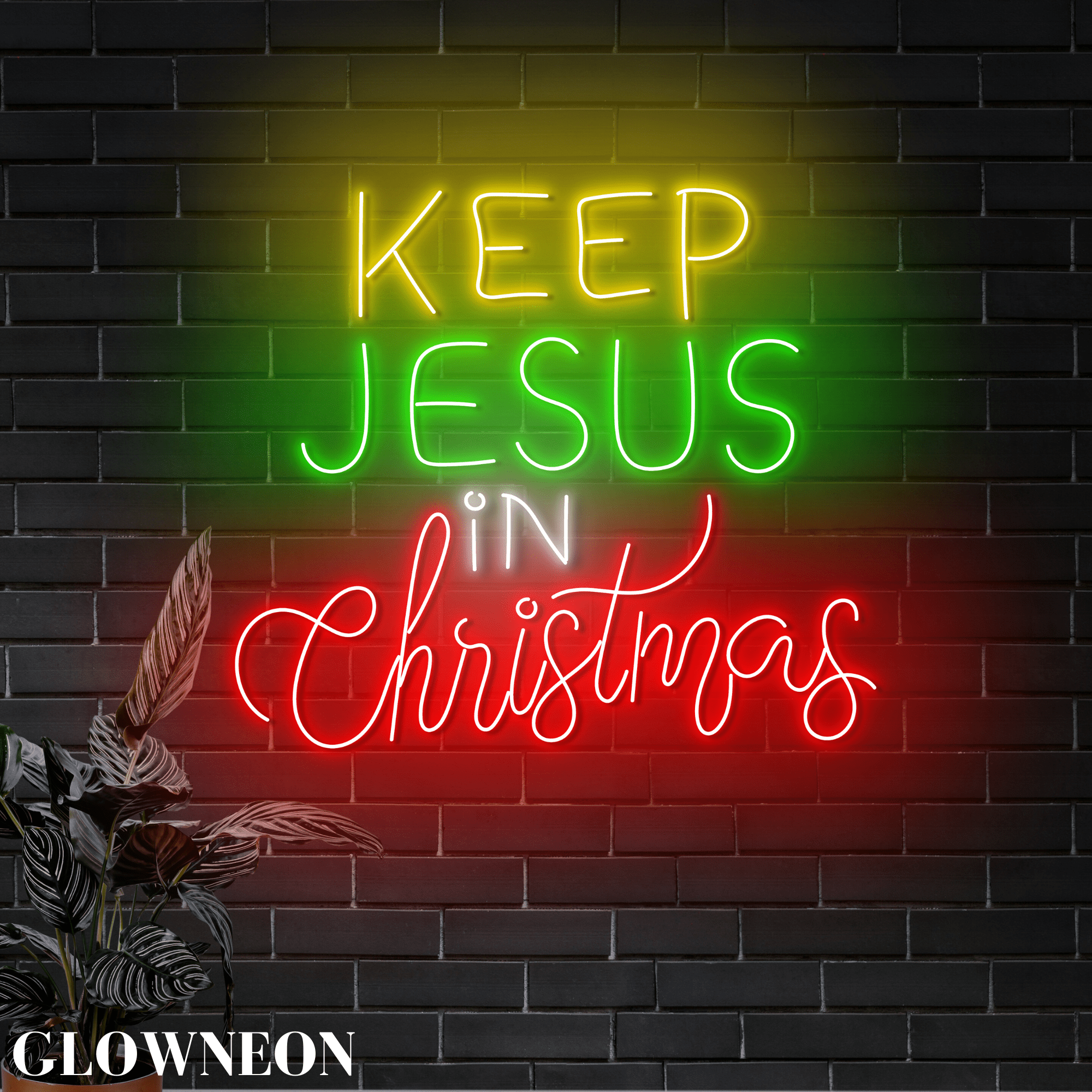 Glowneon Keep Jesus In Christmas Wall Neon Light, Christmas Wall Art ...