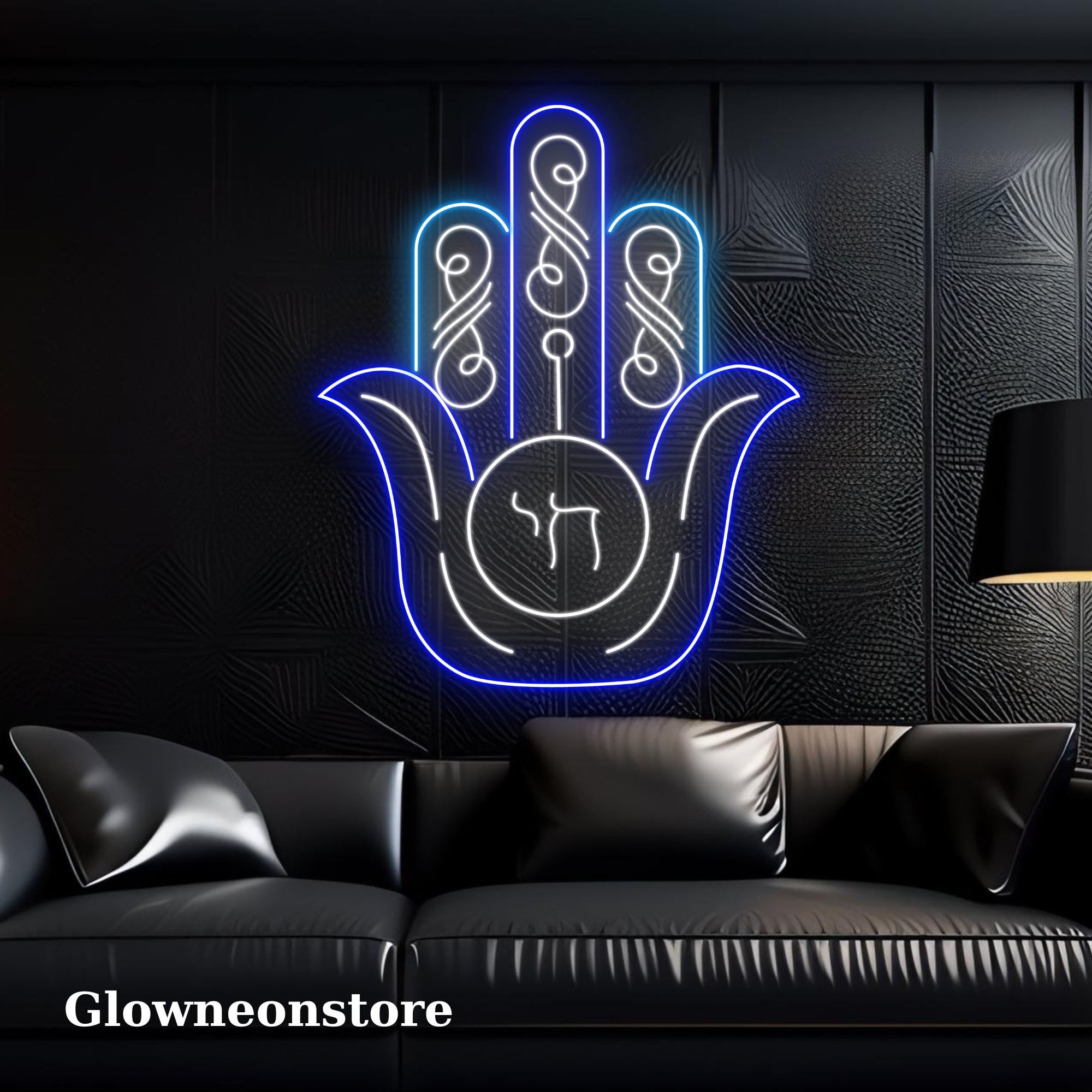 Glowneon Khamsa Sanskrit Neon Sign, Hamsa Sanskrit Hand Led Light, Hand ...