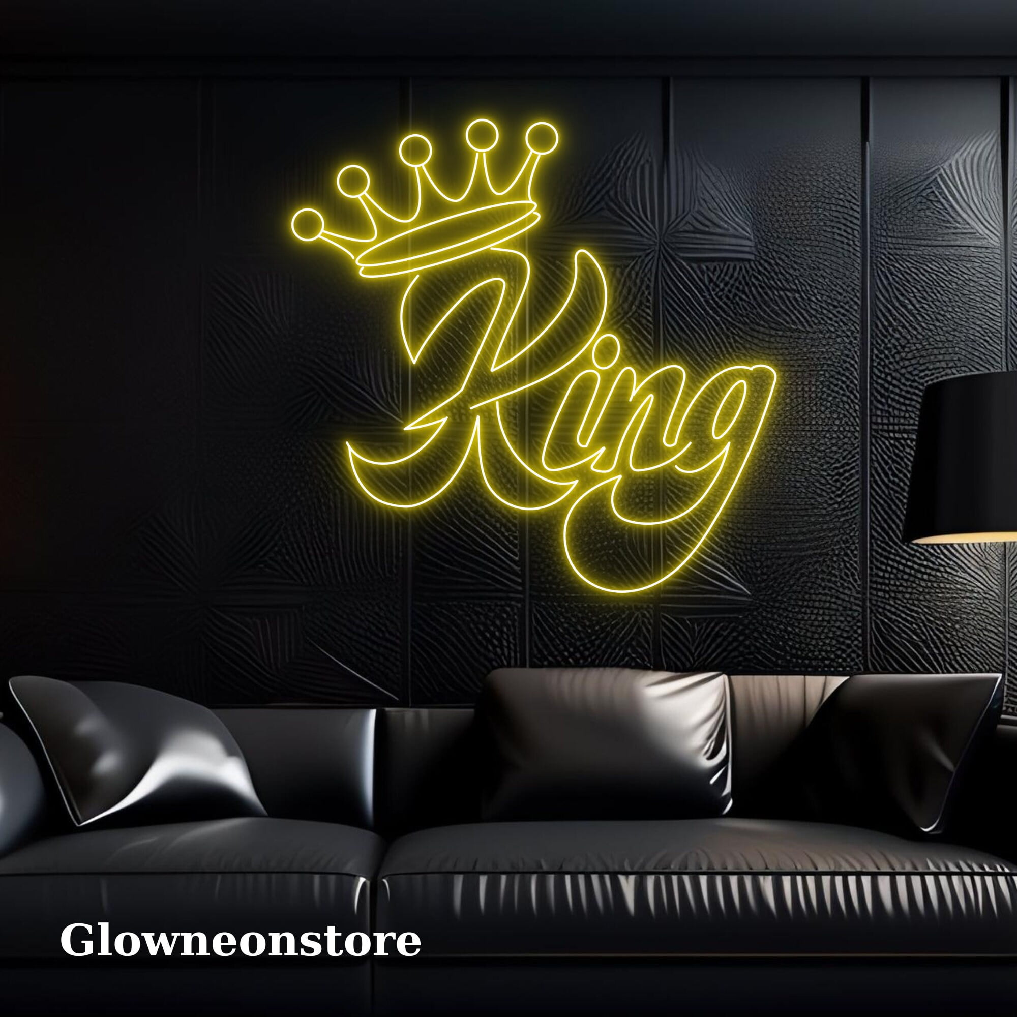 Glowneon King Crown Neon Sign, King Crown Led Sign, Handmade Crown Led ...
