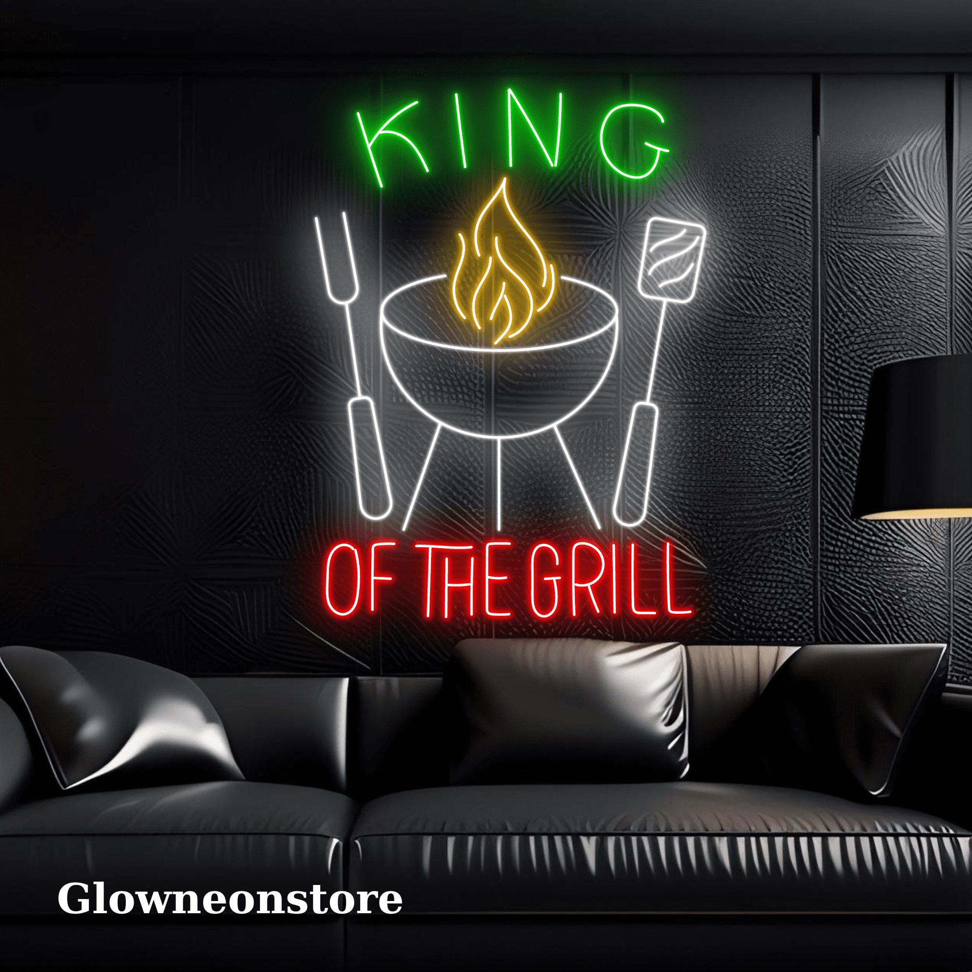 Glowneon King Of The Grill Neon Sign, Griller King Funny BBQ Led Sign ...