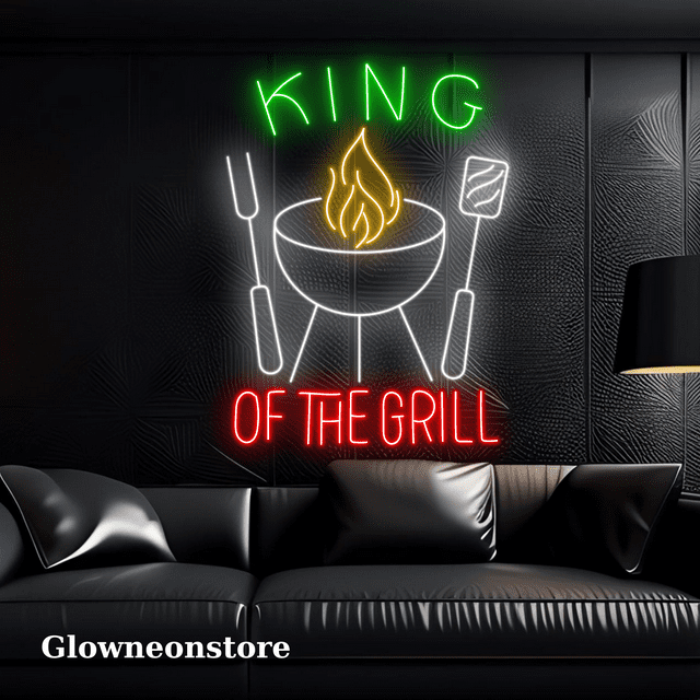 Glowneon King Of The Grill Neon Sign, Griller King Funny BBQ Led Sign ...